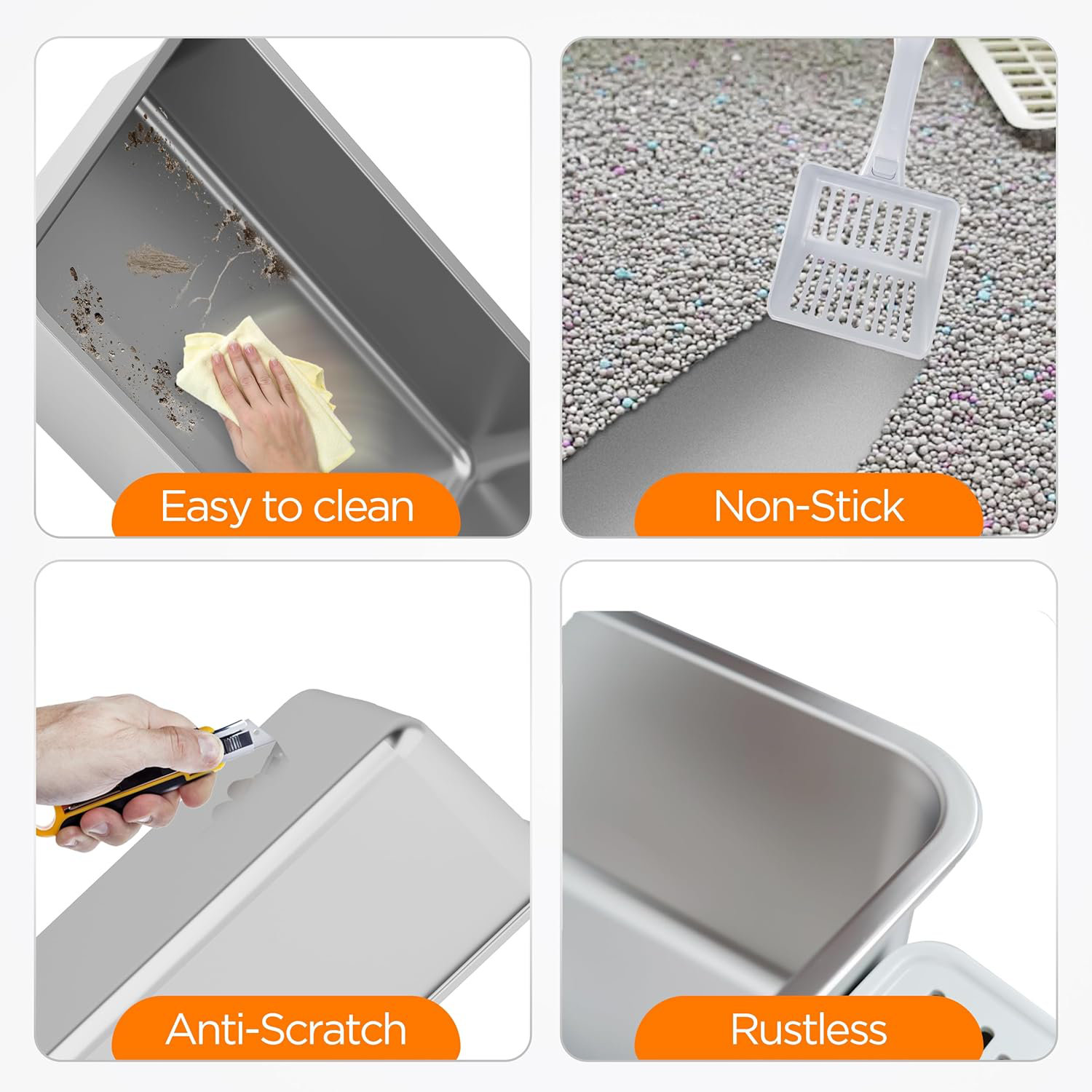 Archie & Oscar™ Stainless Steel Cat Litter Box With Lid,XL Extra Large ...