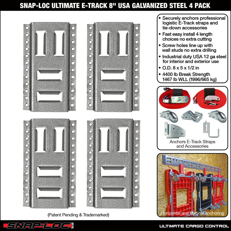 SNAP-LOC Fast-Track E-Track 8 Inch 4-Pack USA Galvanized Steel ...