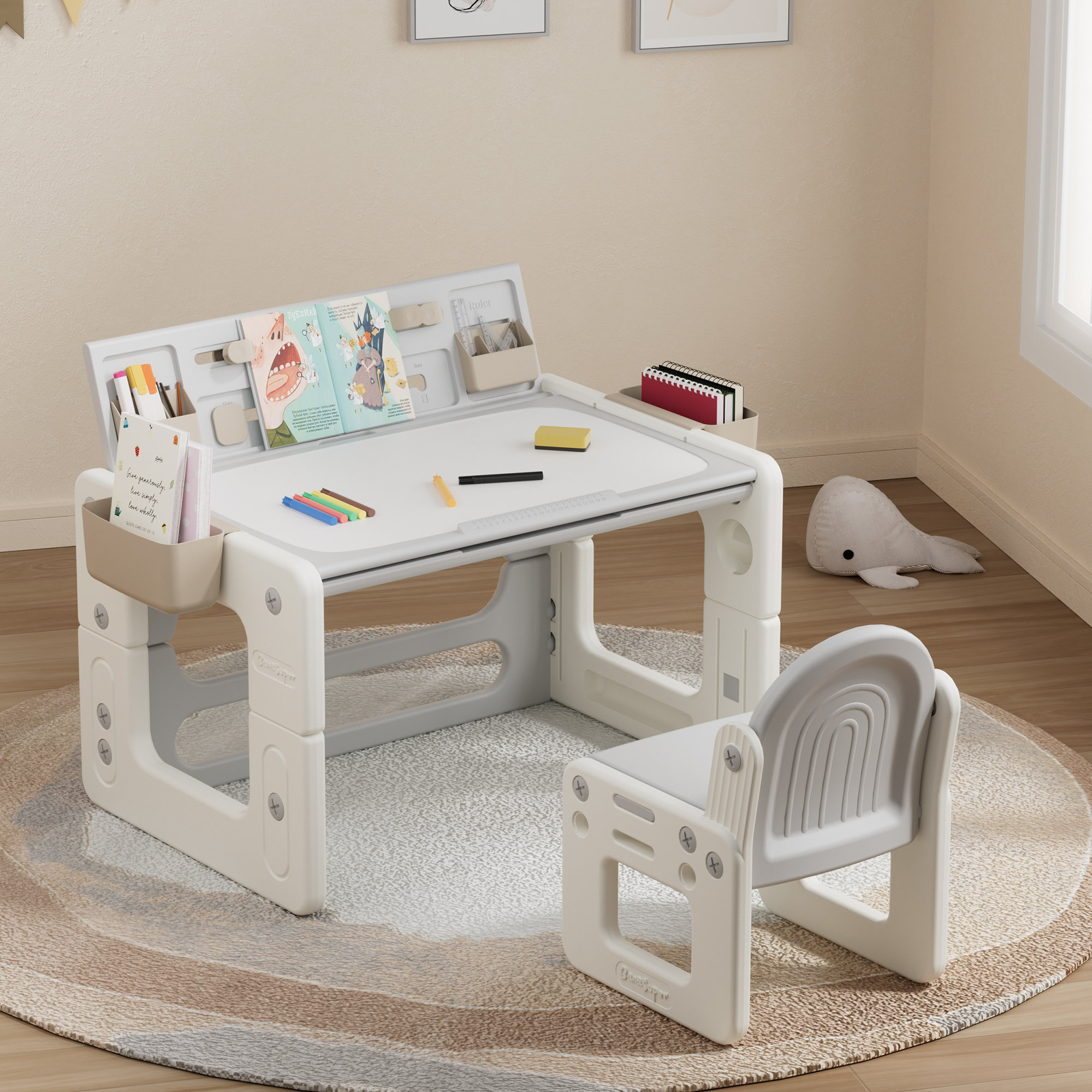 Zoomie Kids Akoya Kids 2 Piece Play / Draw Table and Chair Set ...