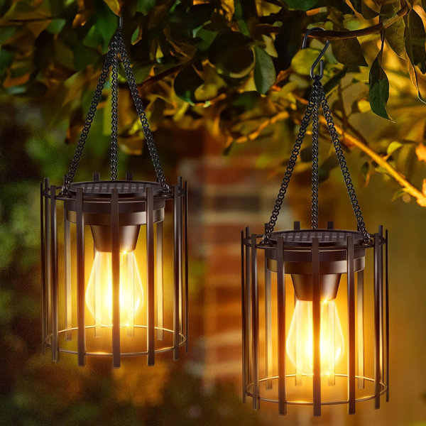 17 Stories Bright Hanging Solar Lights Outdoor Lantern | Wayfair