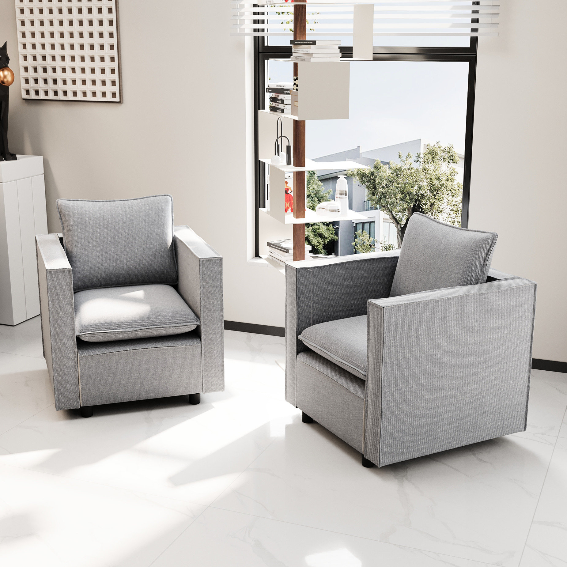 Latitude Run® Gray Linen Chair With Moderate Size And Comfort, Suits ...