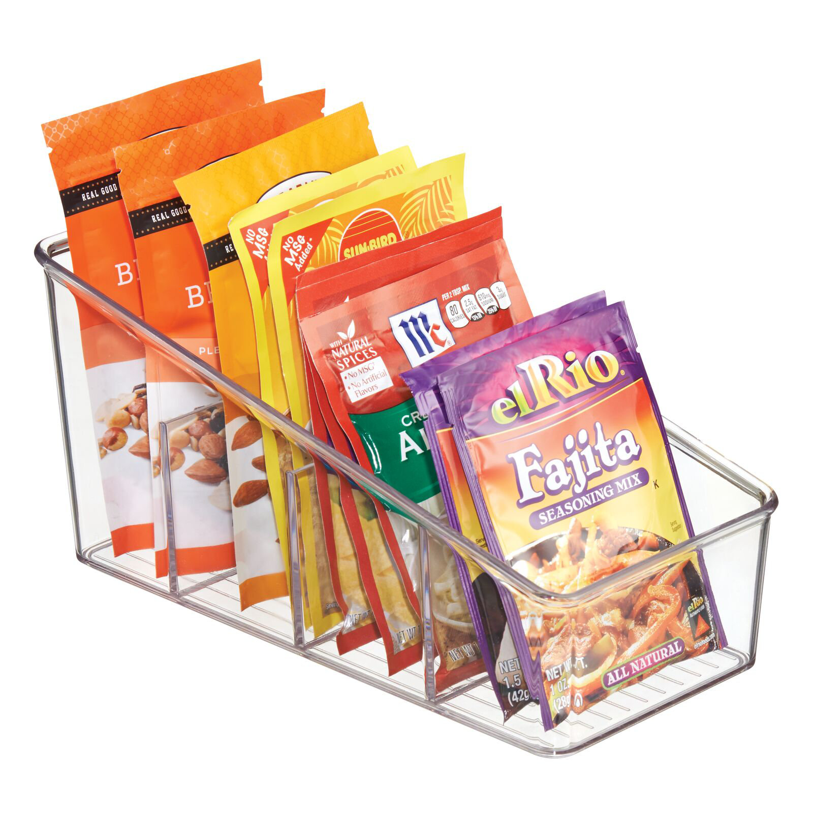 mDesign Plastic Multi-Section Food Packet Kitchen Organizer Bins | Wayfair