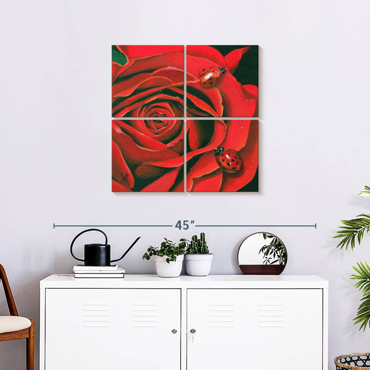 Lark Manor™ Harnek Red Flower And Bugs | Wayfair