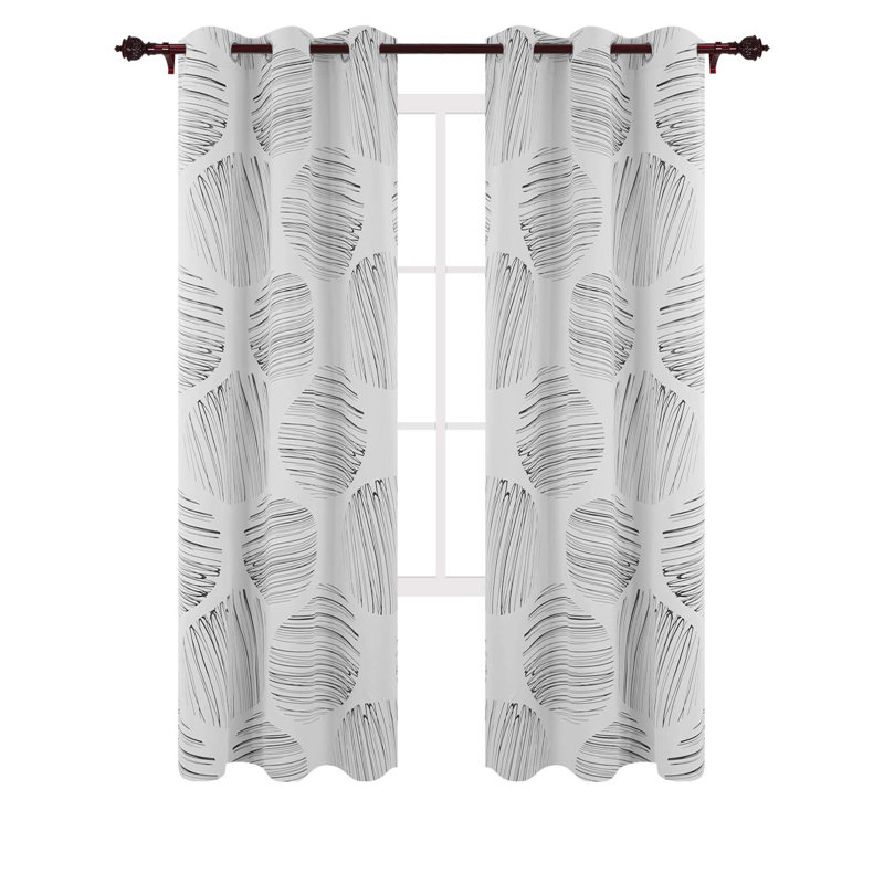 Ebern Designs Blackout Thermal Insulated Grommet Circle Print Curtains ...