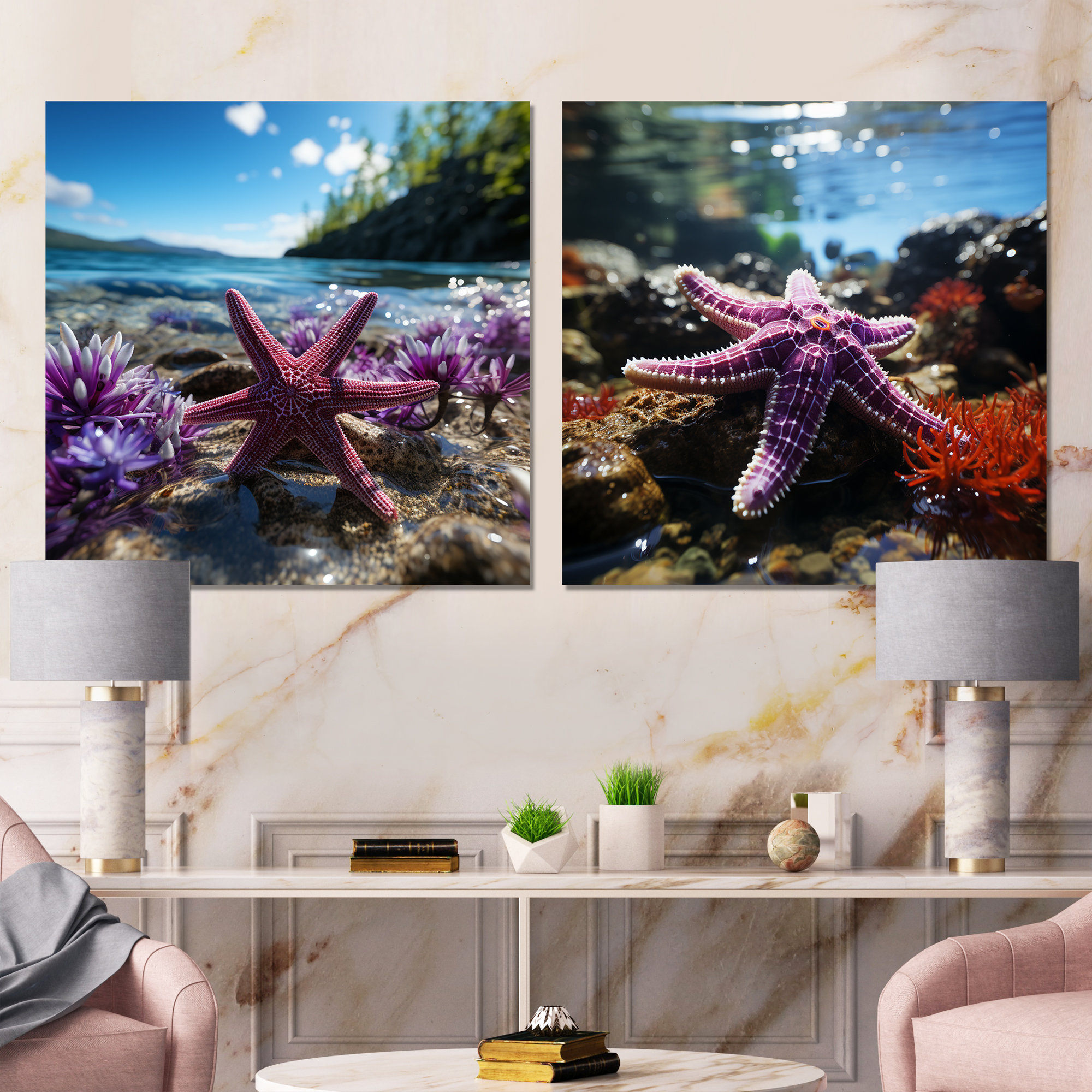 Dovecove Beachside Coral Starfish Photo I - Coastal Beach Canvas Art ...