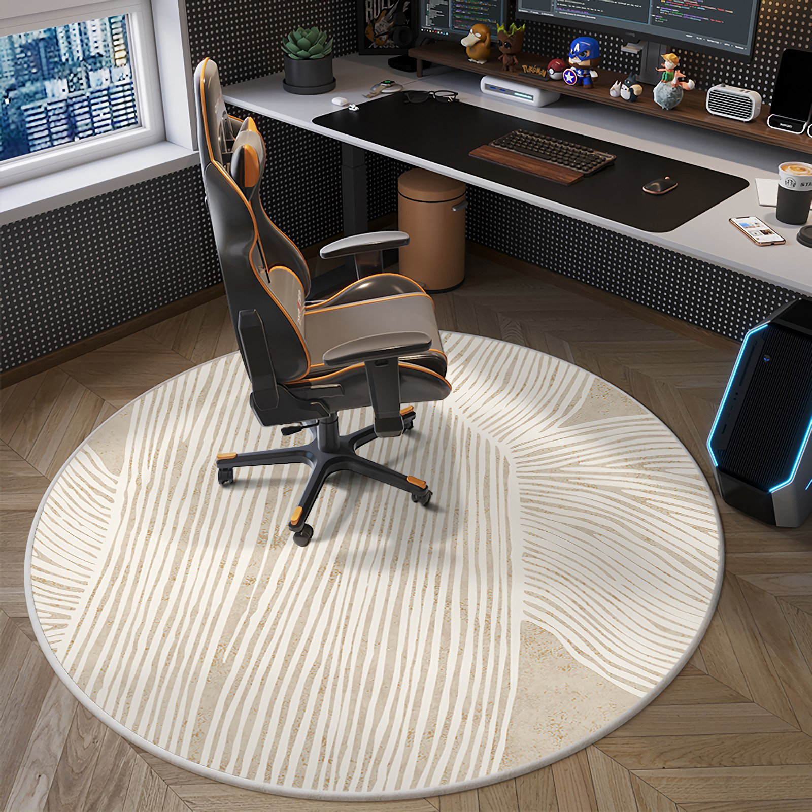 PURHOC Home Circular Carpet, Bedroom, Study, Non Slip Floor Mat, E ...
