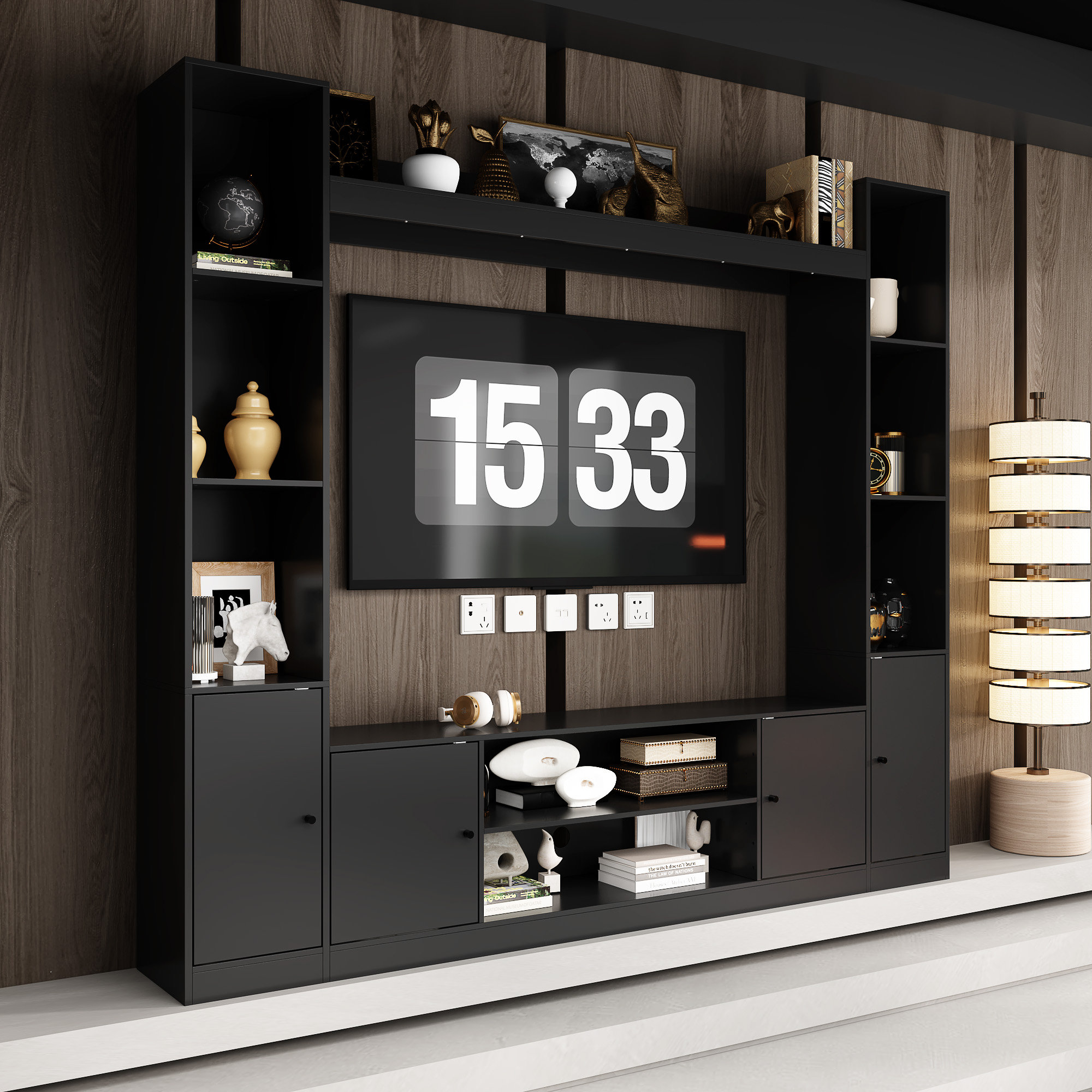 Latitude Run® Modern Wall-Mounted Media Center With Storage Cabinets ...