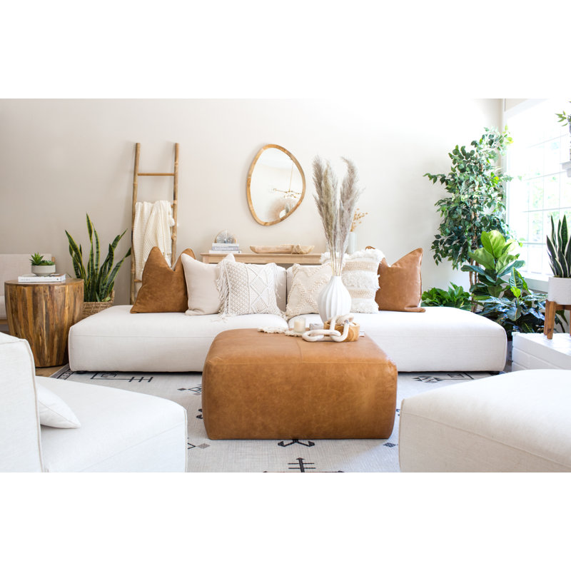 Joss & Main Heafield Square 35" Wide Full-Grain Genuine Italian Leather ...