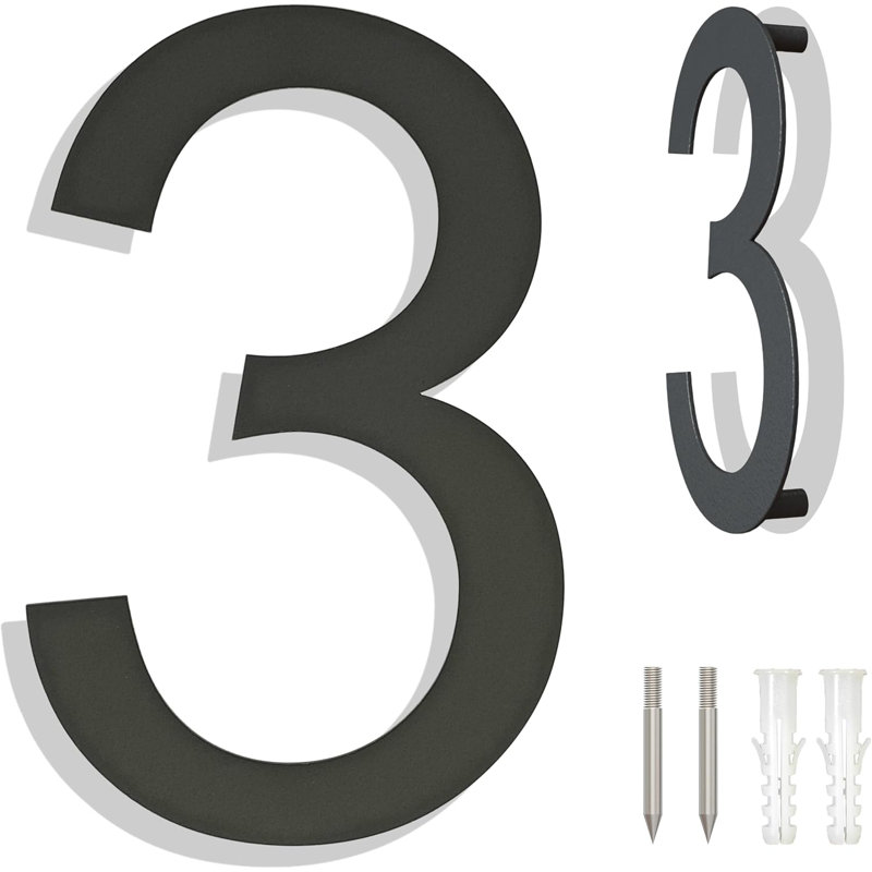 DECOSOL 8 inch Large Stainless Steel House Numbers, Black Modern | Wayfair