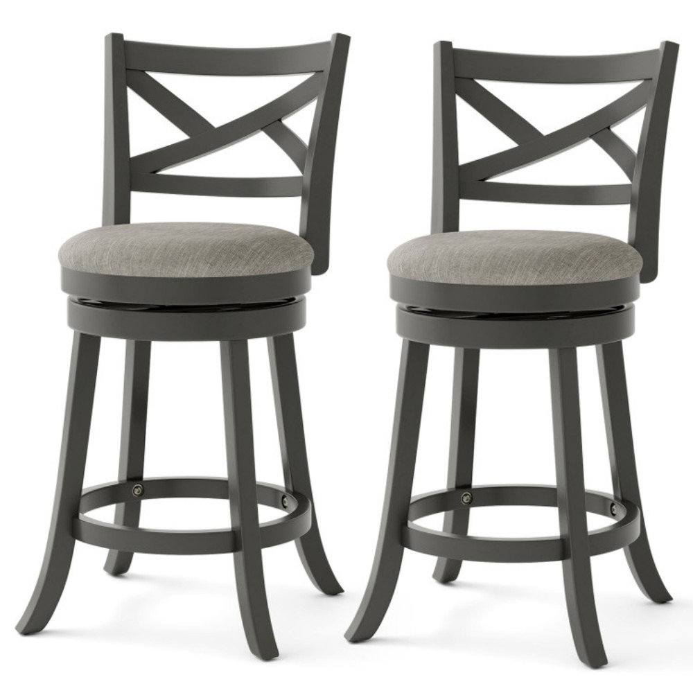 Wildon Home® 27 Inch Swivel Bar Stools Set of 2 with Hollow Back and ...