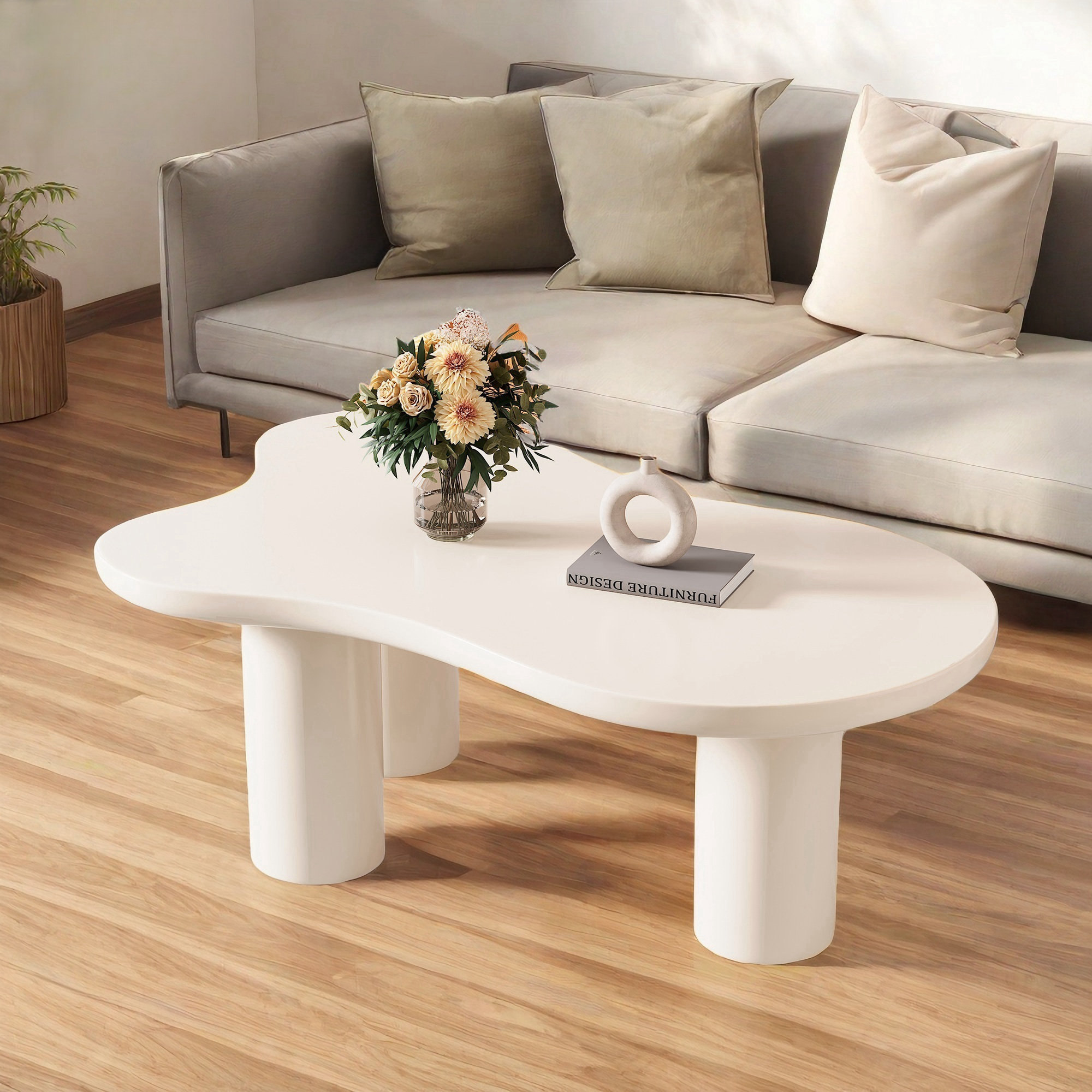 Wrought Studio™ Cloud-shaped Coffee Table With 3 Sturdy Legs And Sleek ...