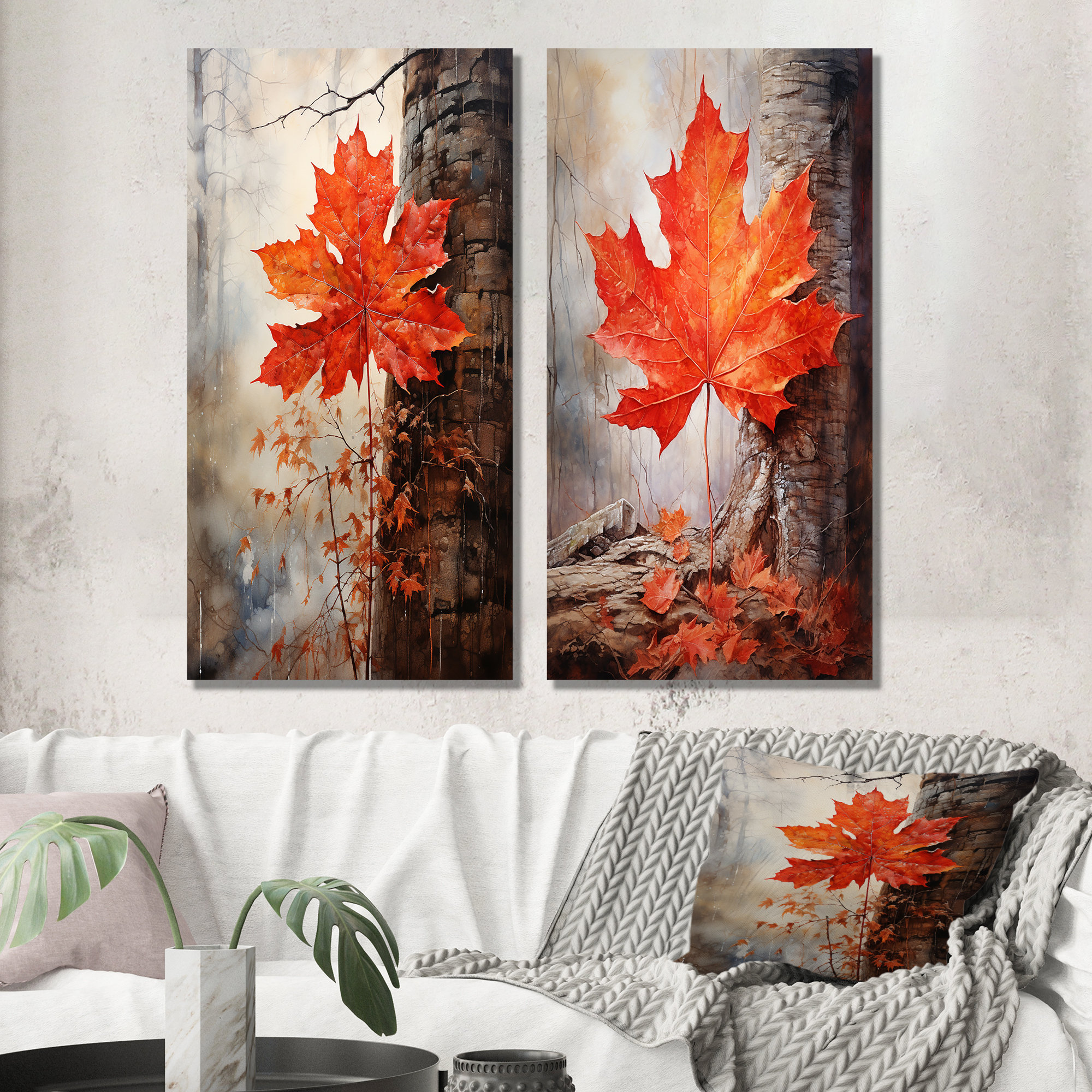 Union Rustic Maples Mark Autum Red - Tree Maple Metal Prints Set Of 2 ...