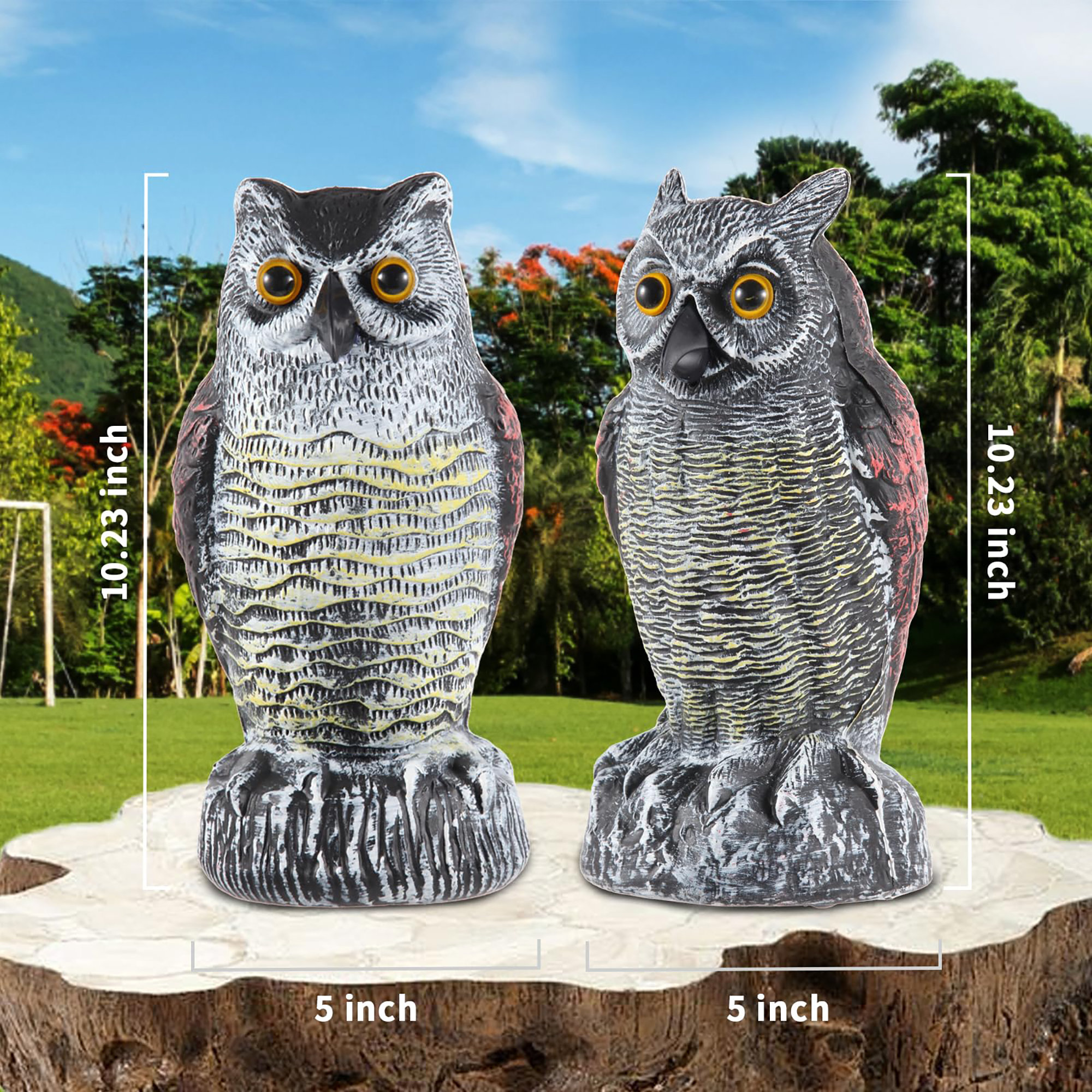 Ophelia & Co. 2 Pack Fake Owl Decoys to Scare Birds Away from Gardens ...