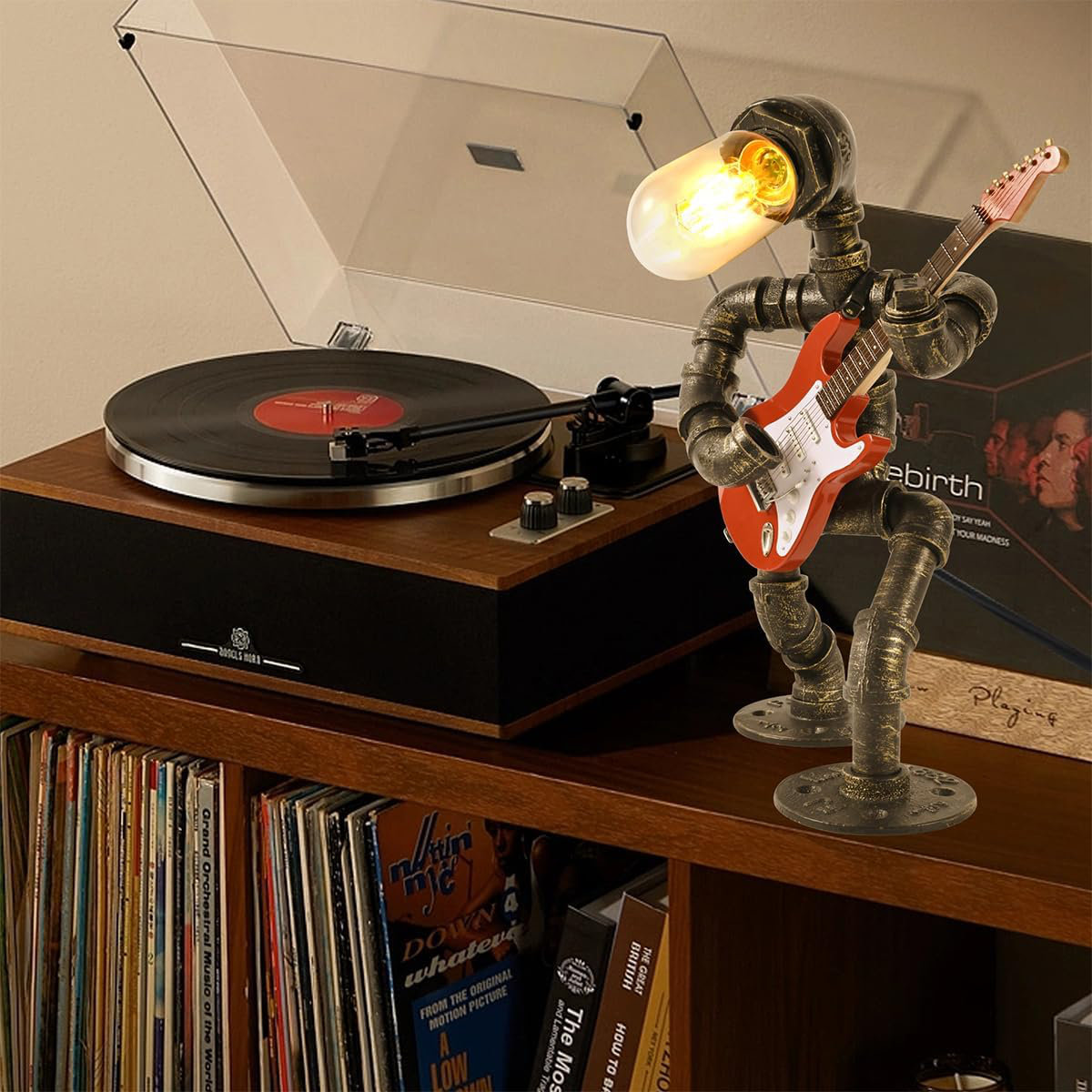 Williston Forge Steampunk Robot Lamp With Mini Electric Guitar - Retro ...