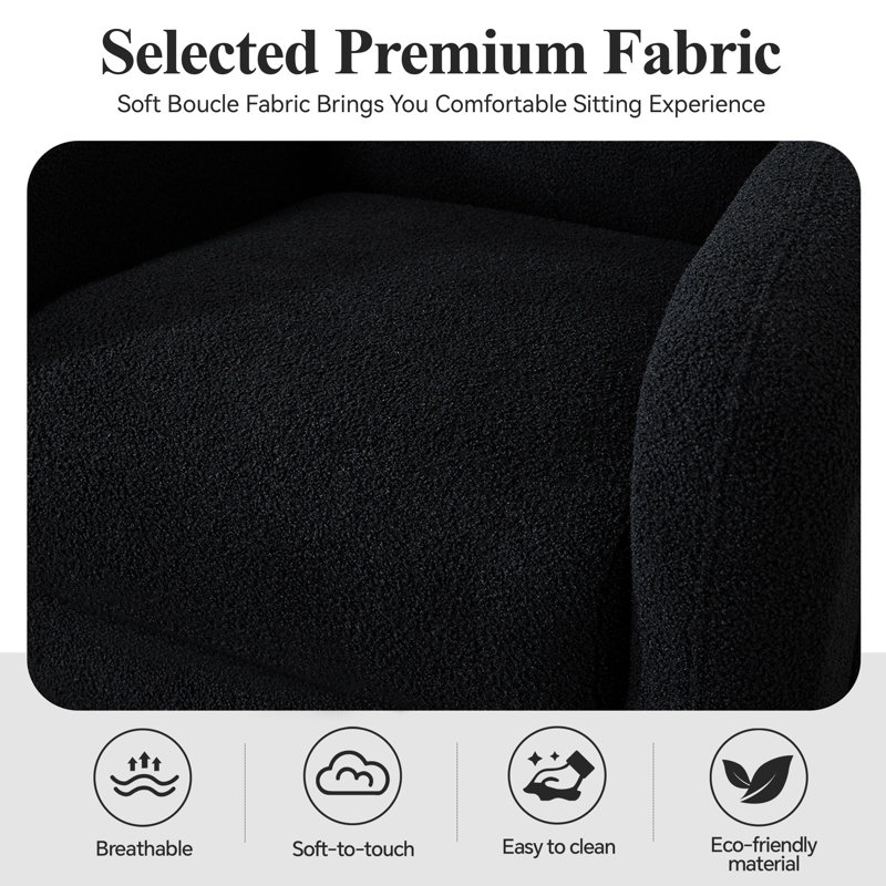 Ebern Designs Haaniyah Boucle Fabric Swivel & Rocking Recliner ...