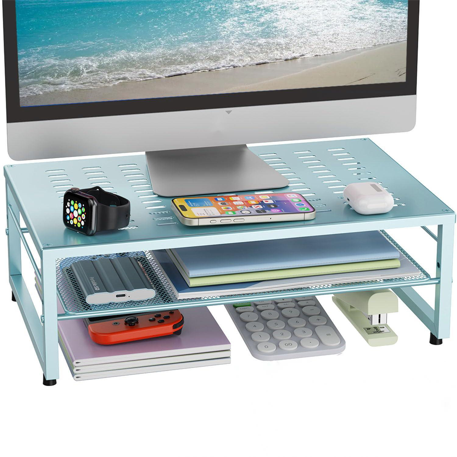Inbox Zero 2-Tier Metal Monitor Stand Riser, Desk Organizer For Monitor ...