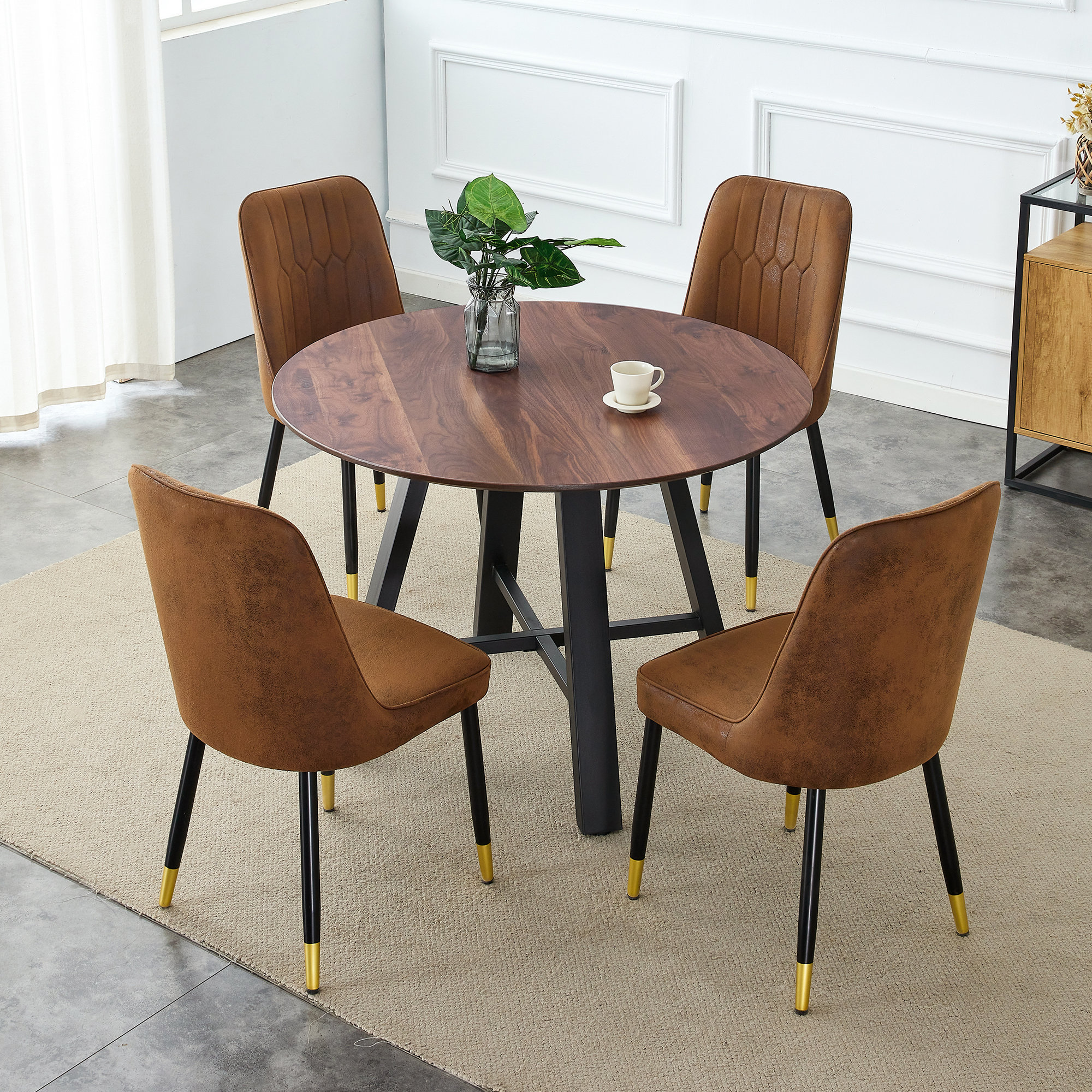 Mercer41 Modern Minimalist Round Dining Table And Coffee Table For ...