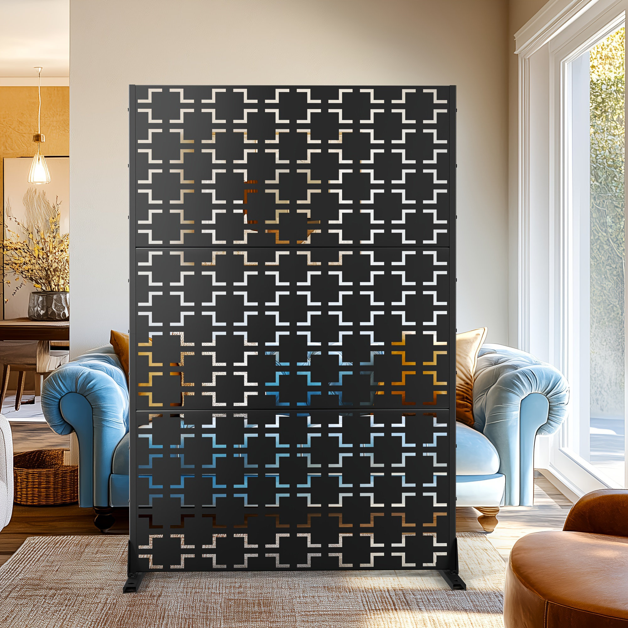 UFURYRIDE 72" H x 47" W Metal Privacy Screen, Outdoor Privacy Screens ...