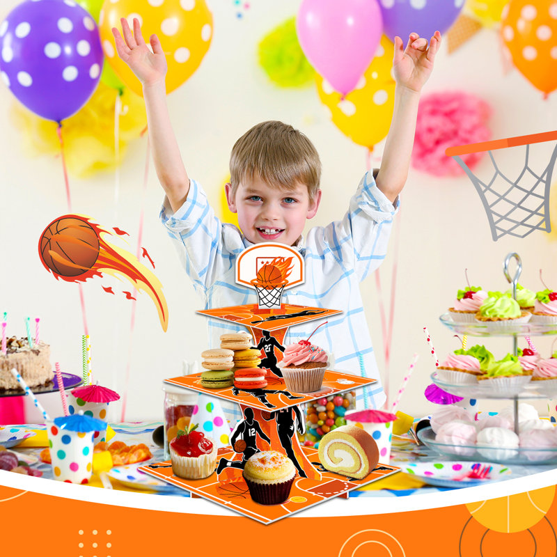 The Party Aisle™ Basketball Cupcake Stand, 3 Tier Basketball Party ...