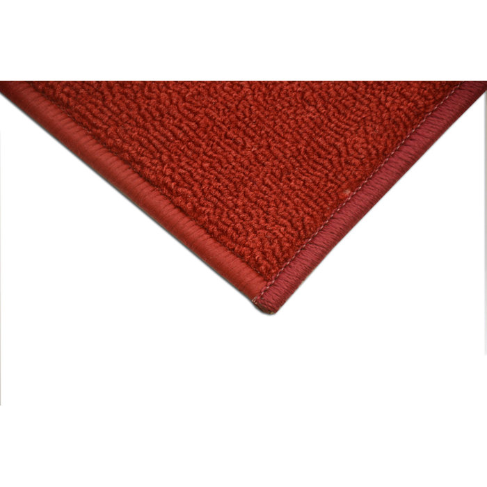 Purhome Slip Resistant Machine Washable Solid Red Low Pile Stair Tread ...