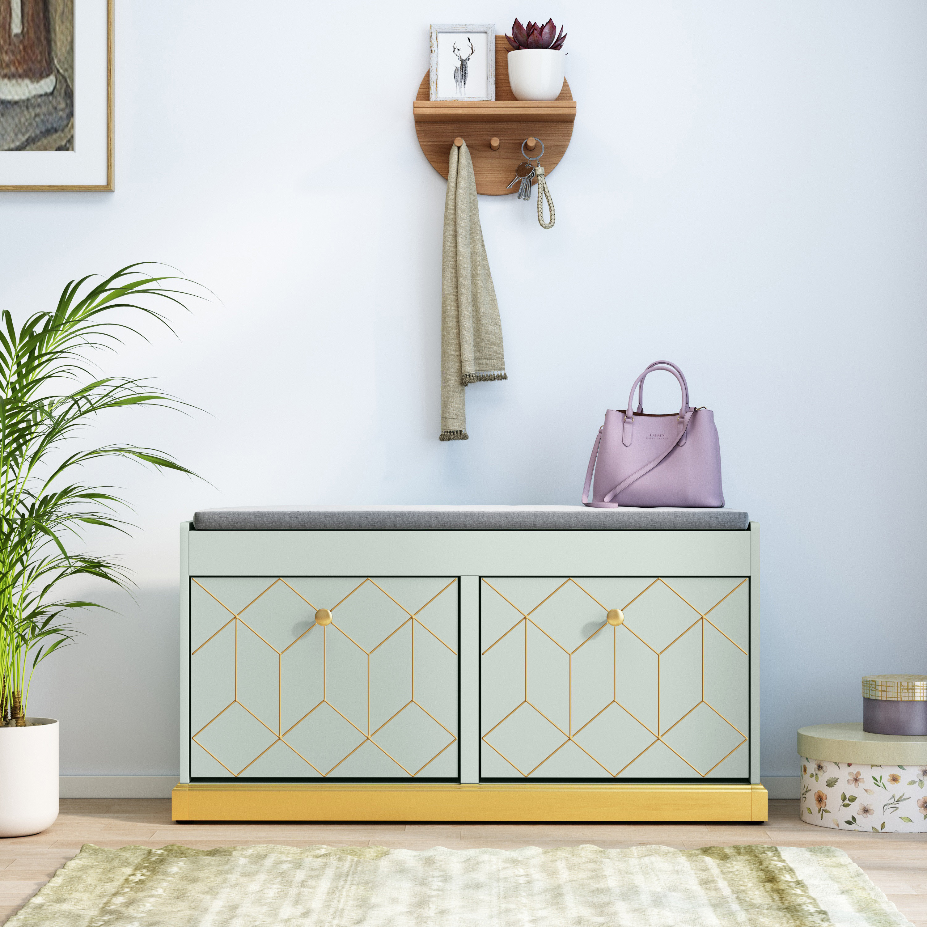 Mercer41 Teaira Upholstered Storage Bench with Flip Drawer Shoes ...