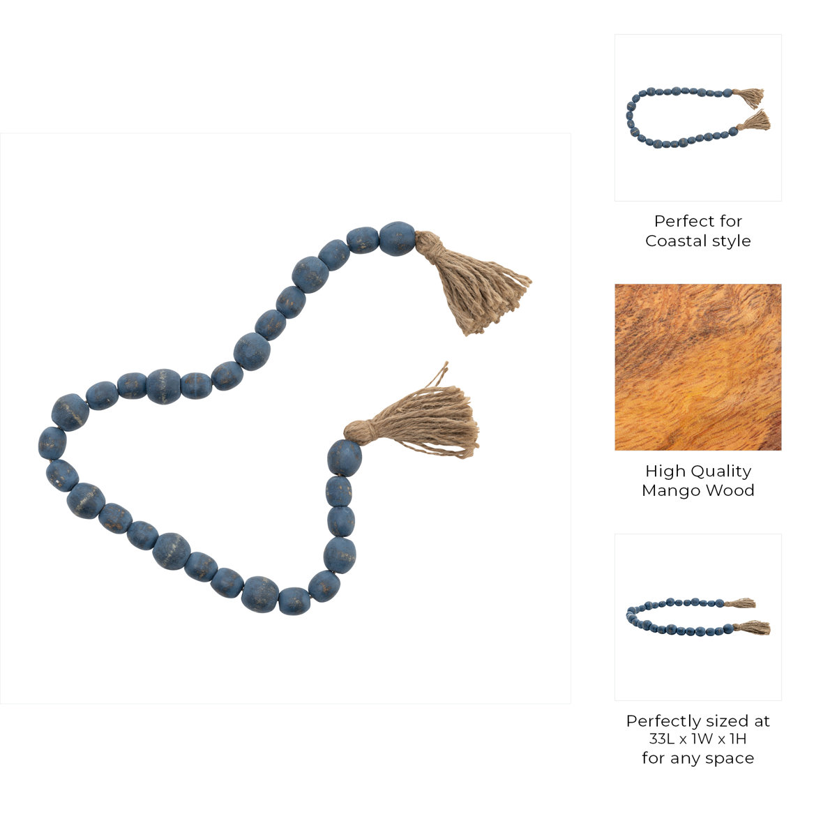 Dakota Fields Bertka Handcrafted Mango Wood & Jute Decorative Beads ...