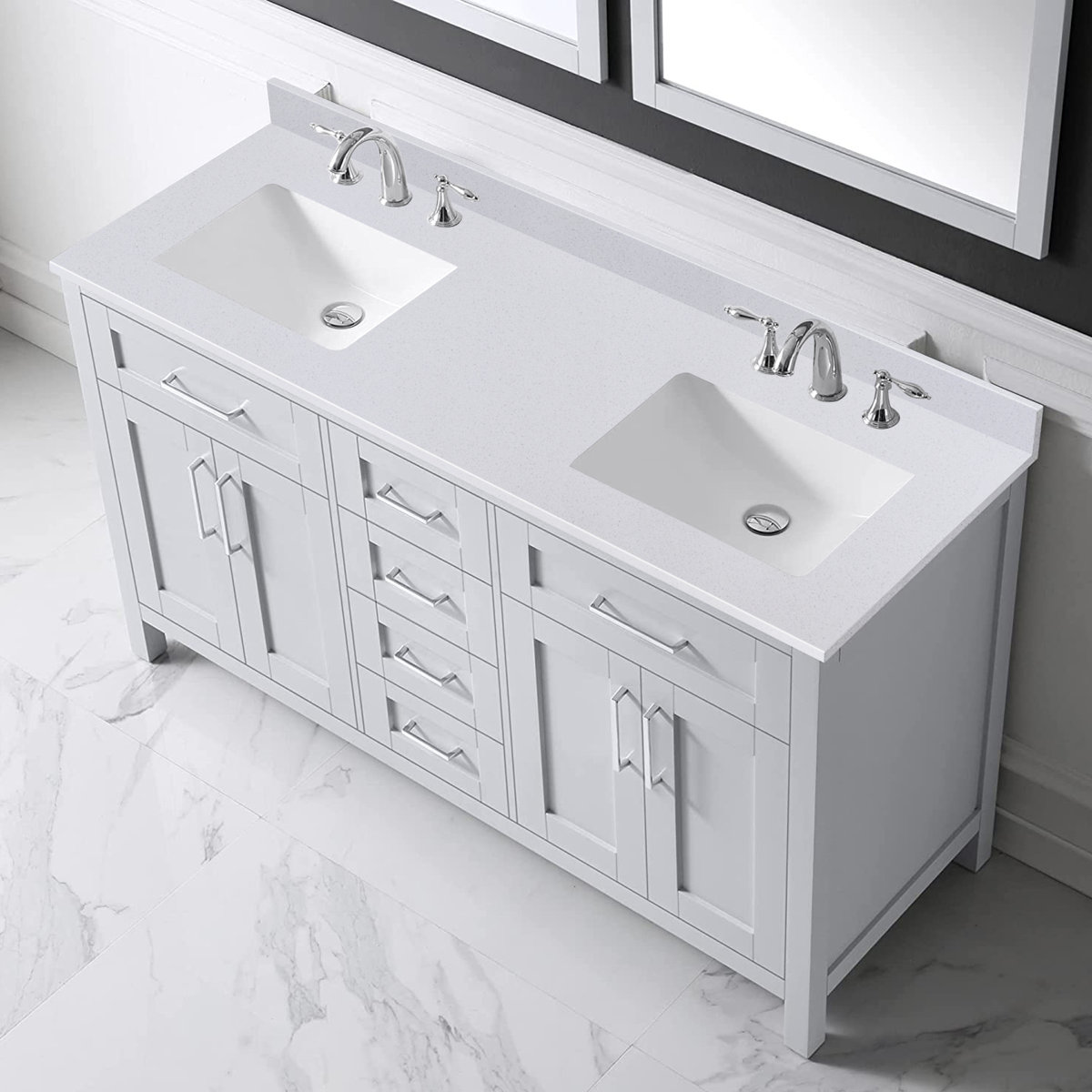 PROOX 60" Double Bathroom Vanity Top in White with Sink | Wayfair