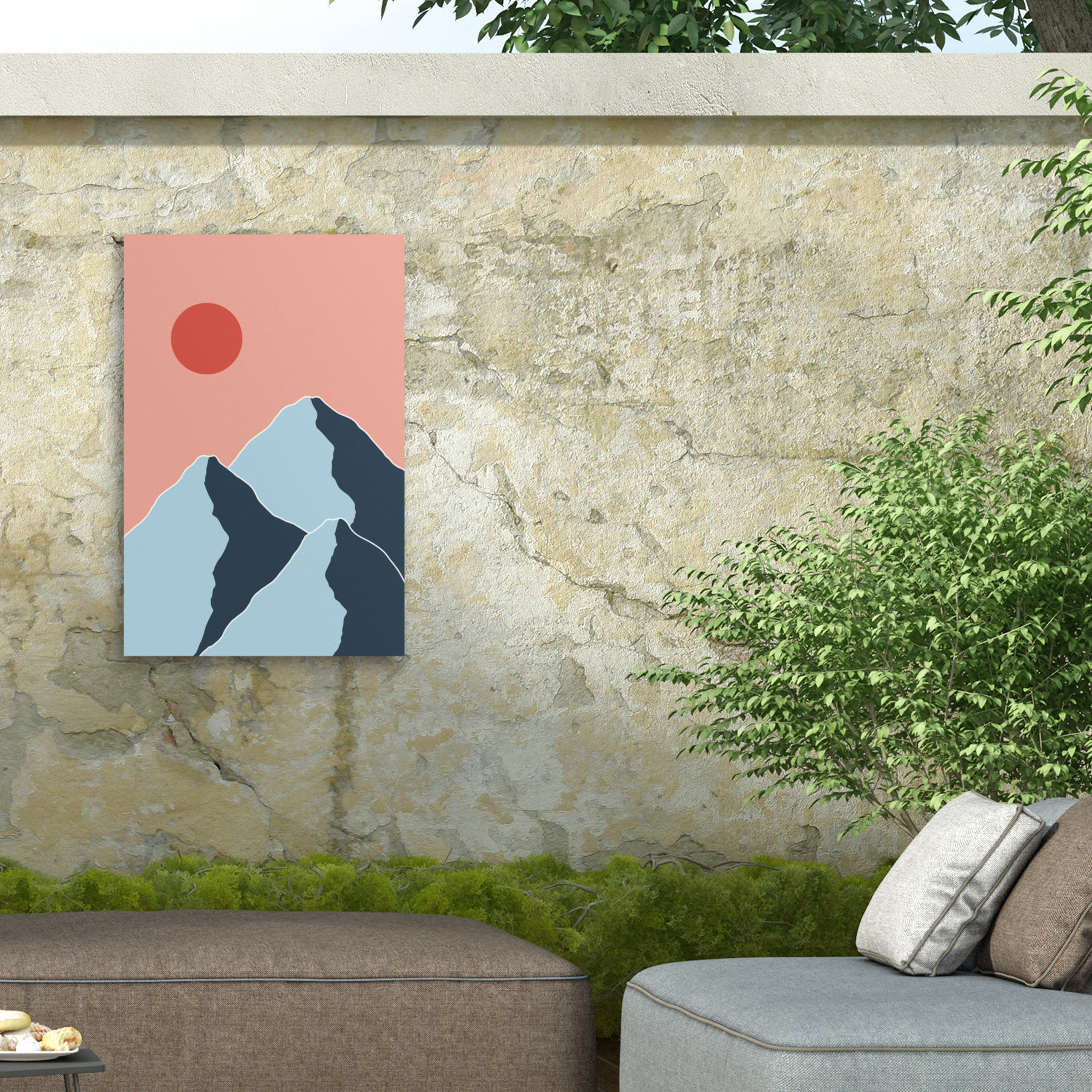 Millwood Pines Jay Stanley Minimal Mountain Tops 2 Outdoor Canvas | Wayfair
