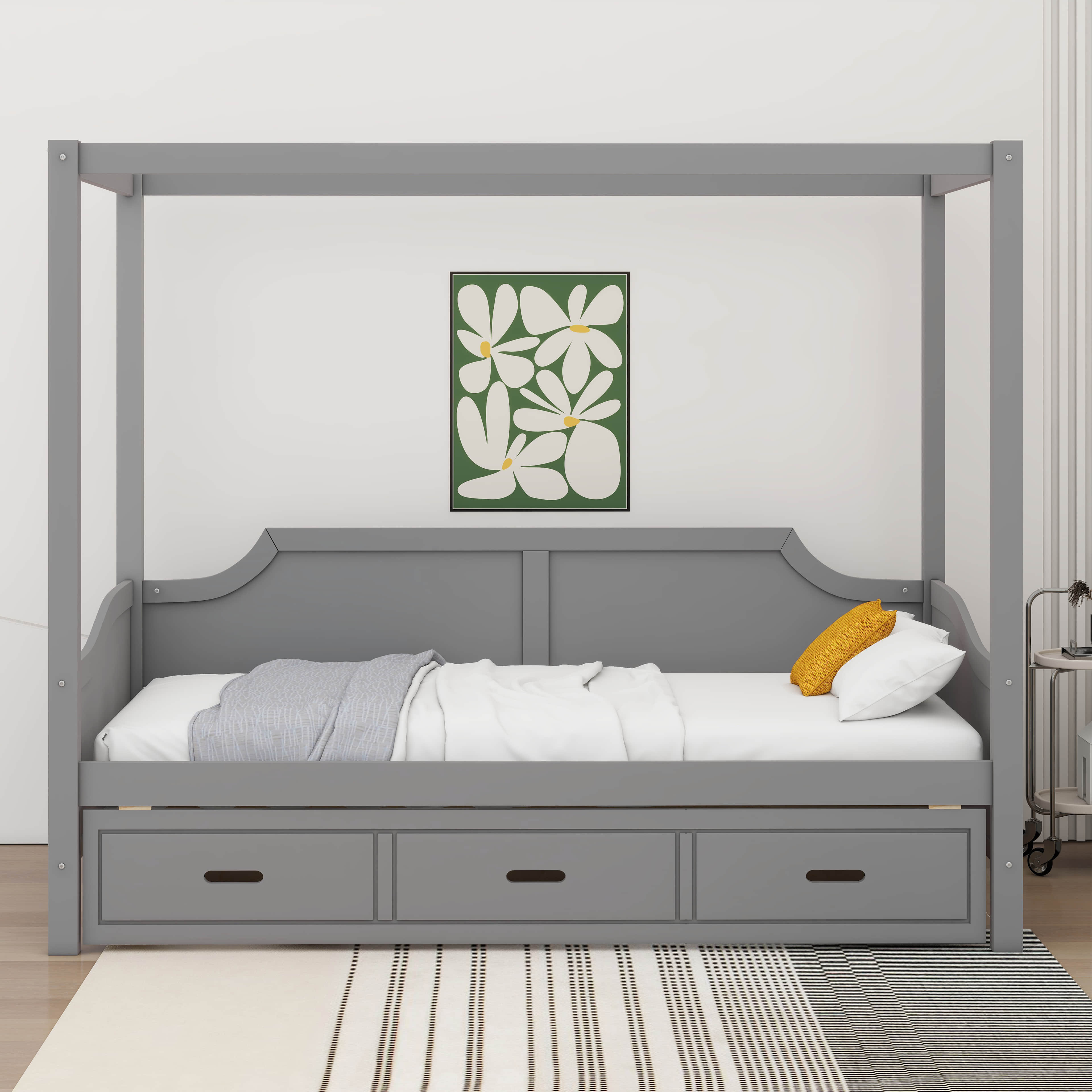 Lark Manor™ Durby Twin Size Wooden Canopy Daybed With 3 In 1 Storage ...