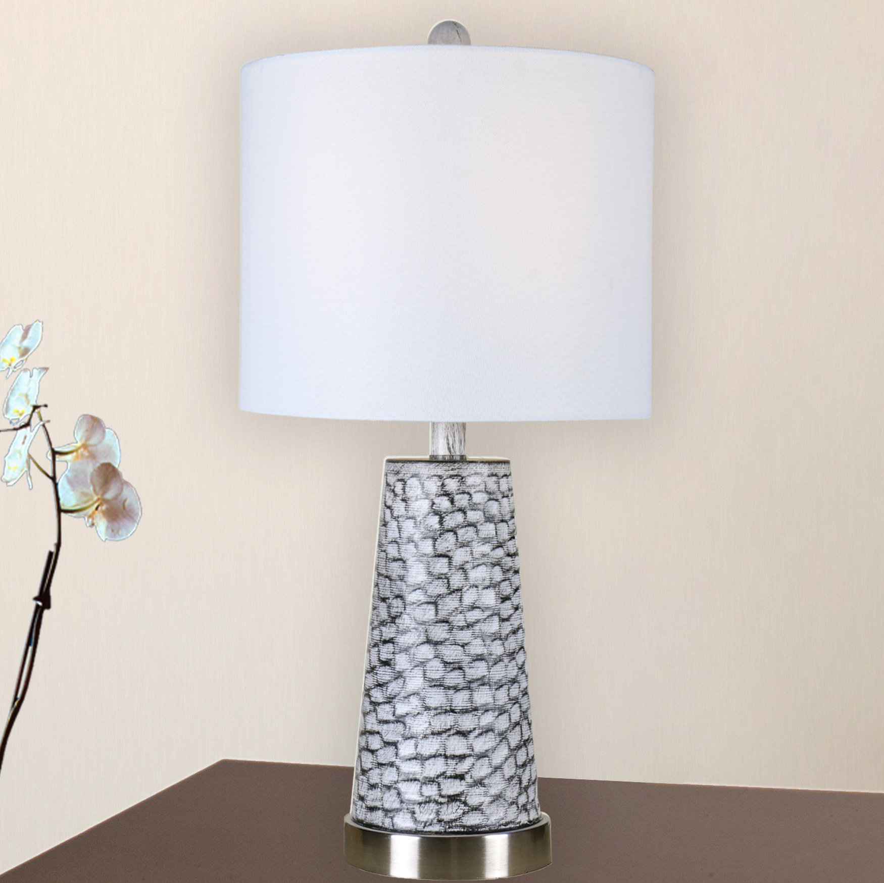 Wrought Studio's 1677BLK-2Pk 22 In. Hammered Metal Table Lamps With ...