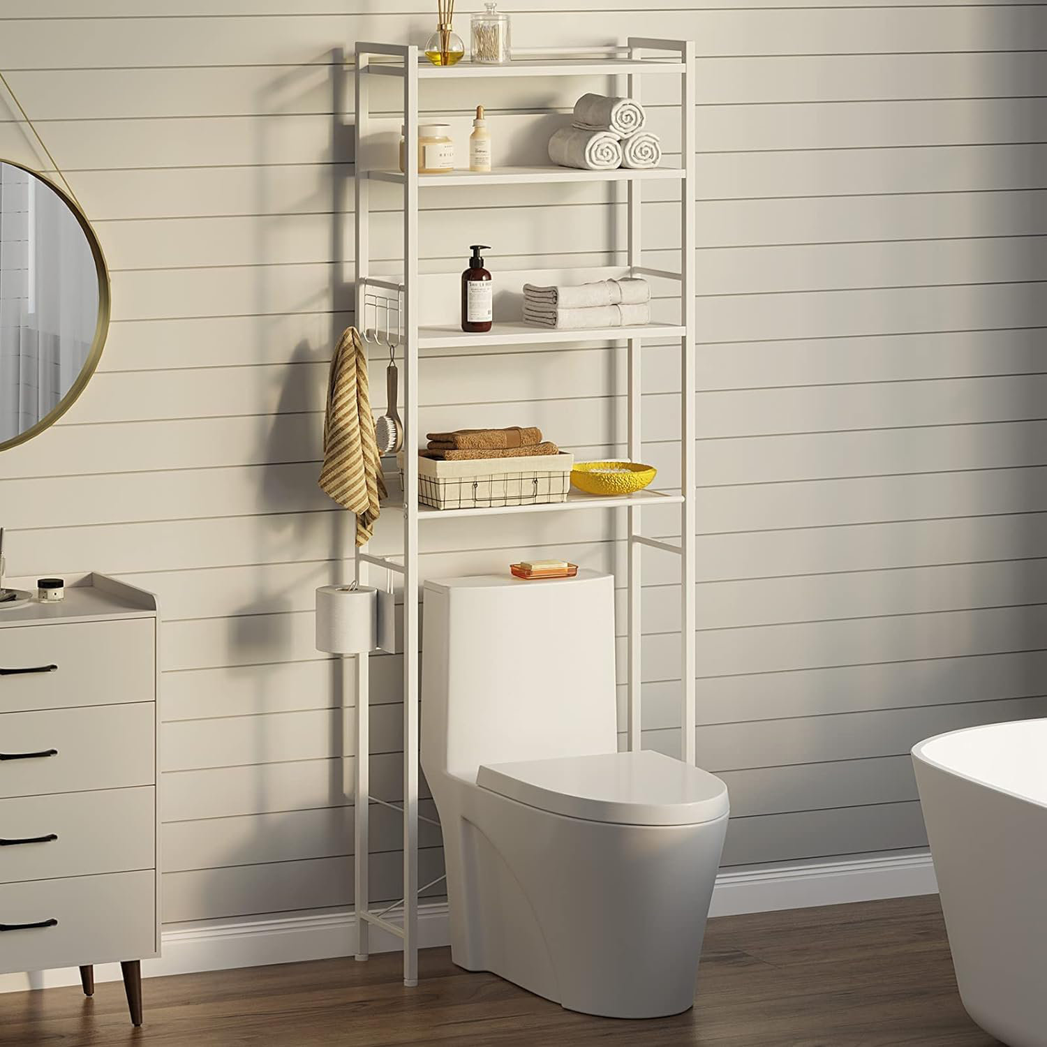 Latitude Run® Modern 4-Tier Over-The-Toilet Storage Rack - Stylish ...