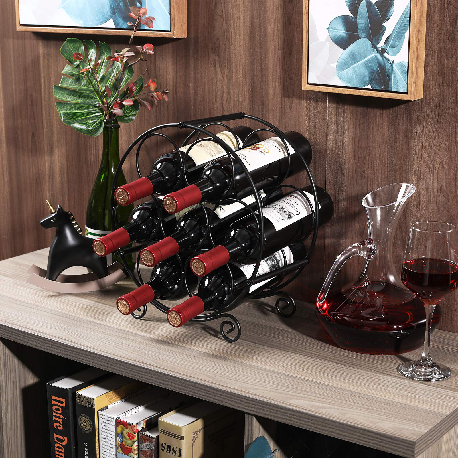 Latitude Run® 7 Bottles Freestanding Countertop Wine Rack, Metal Small ...