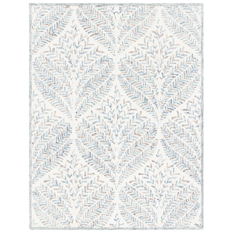 Langley Street Ikat Handmade Tufted Wool Ivory/Blue Area Rug & Reviews ...