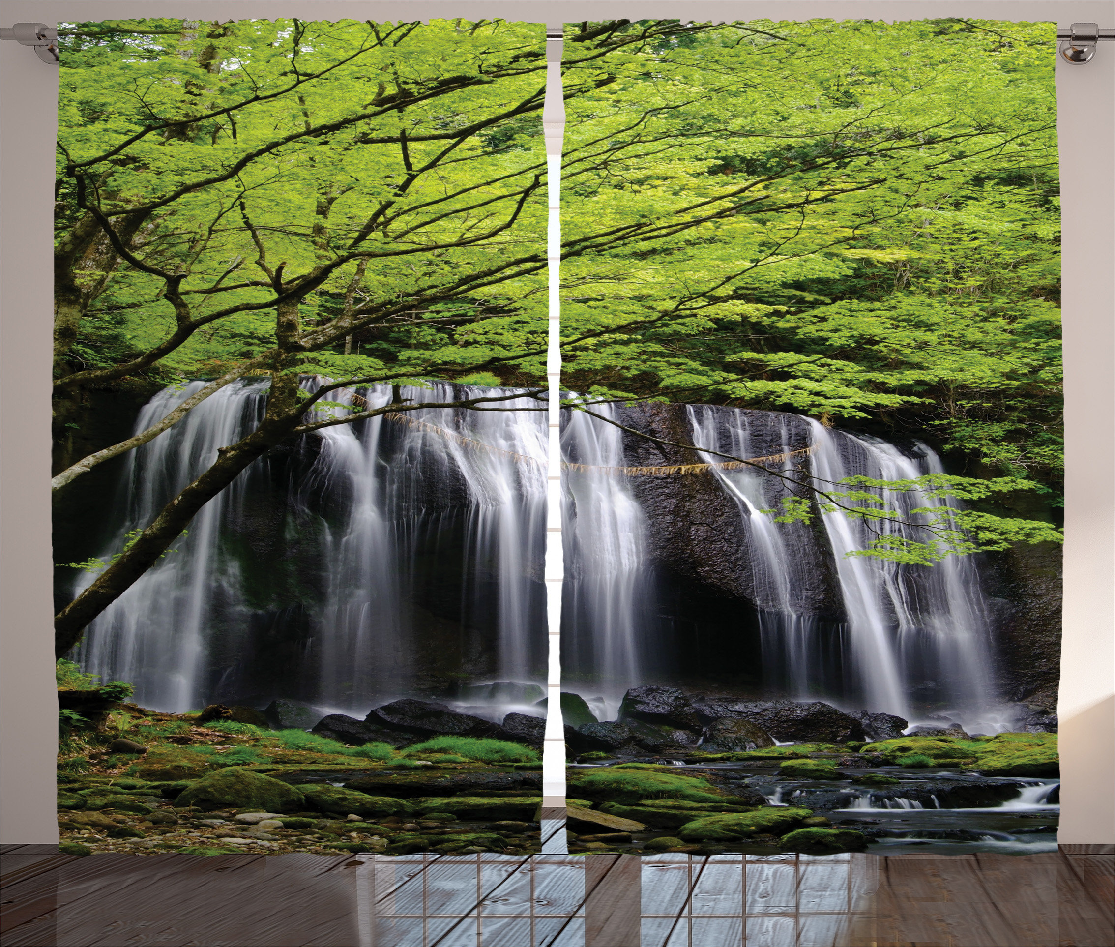 East Urban Home Waterfall Multiple Waterfalls Surrounded by Black Rocks ...