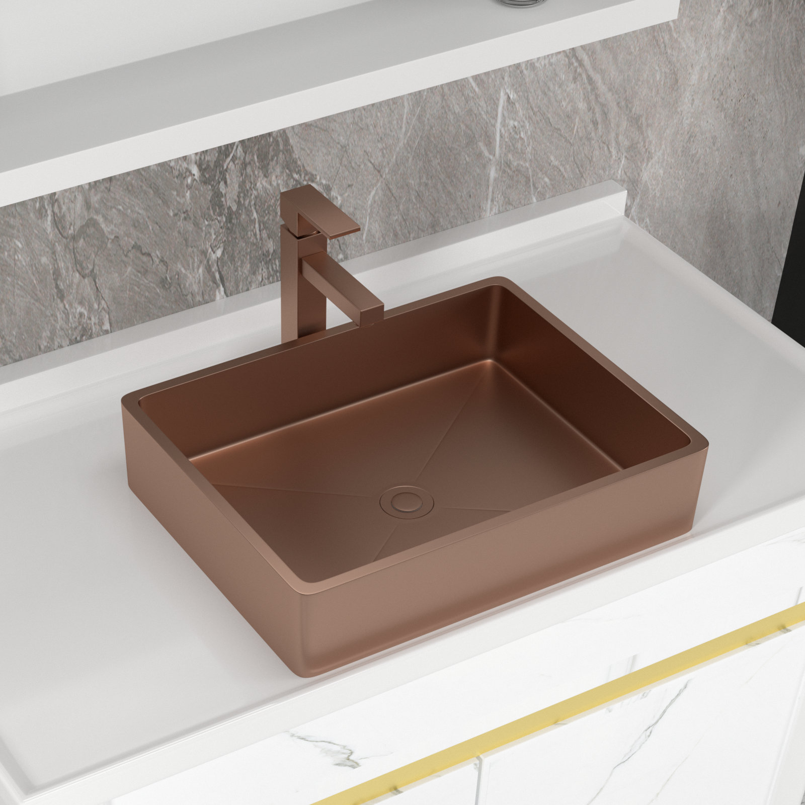 GhomeG Vessel Sink Stainless Steel - 19"X15" Bathroom Vessel Sink 16 ...