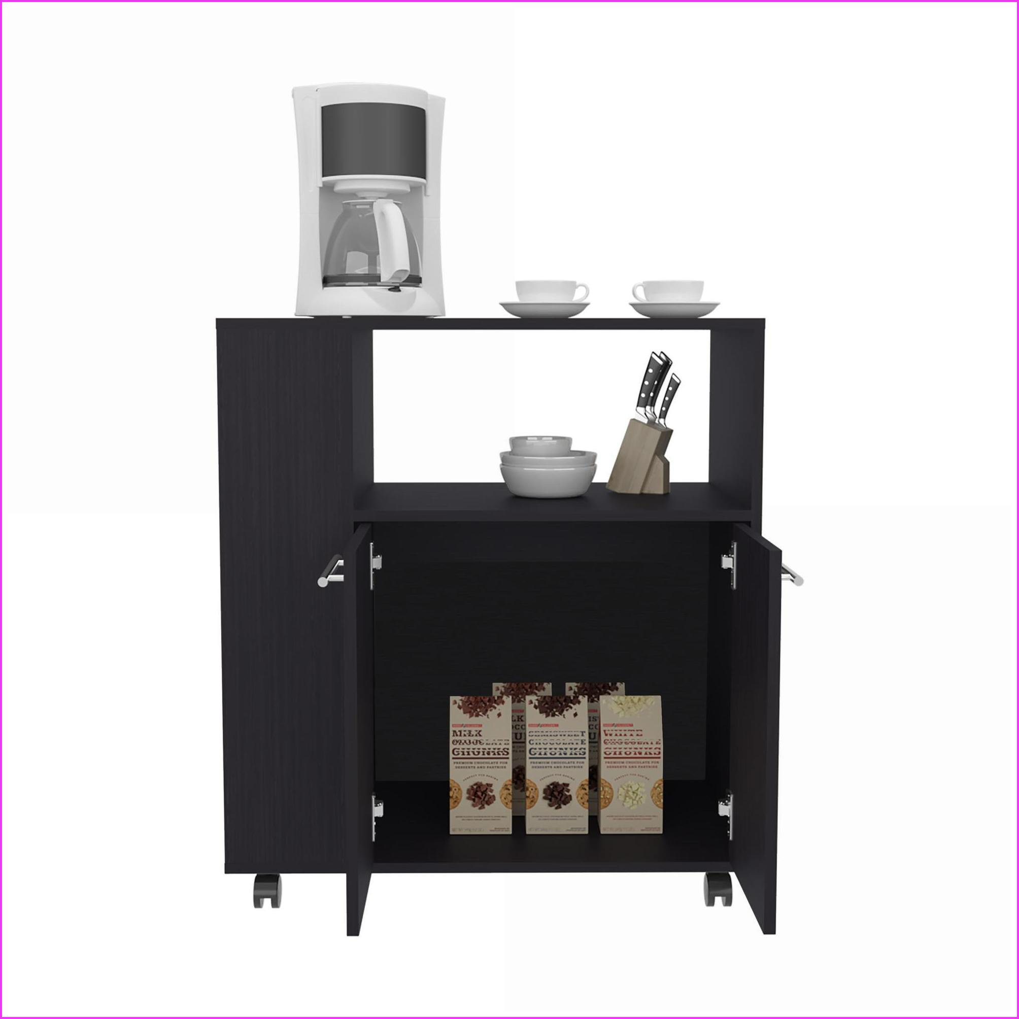 Latitude Run® Kitchen Storage Cart with Two-Door Cabinet, Four Shelves ...
