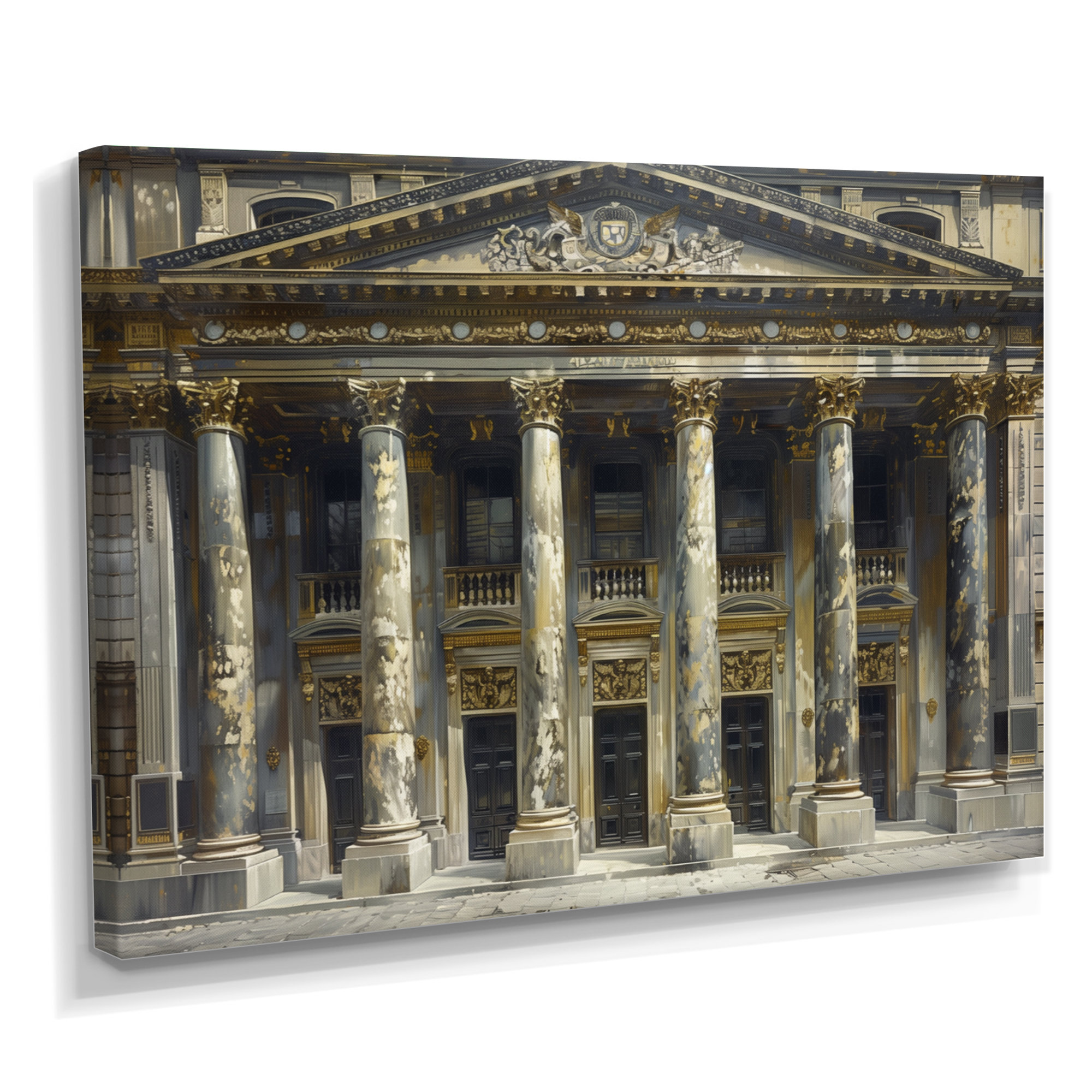 Dakota Fields Gold Grey Architectural Marvel Banks - Banks Wall Art ...