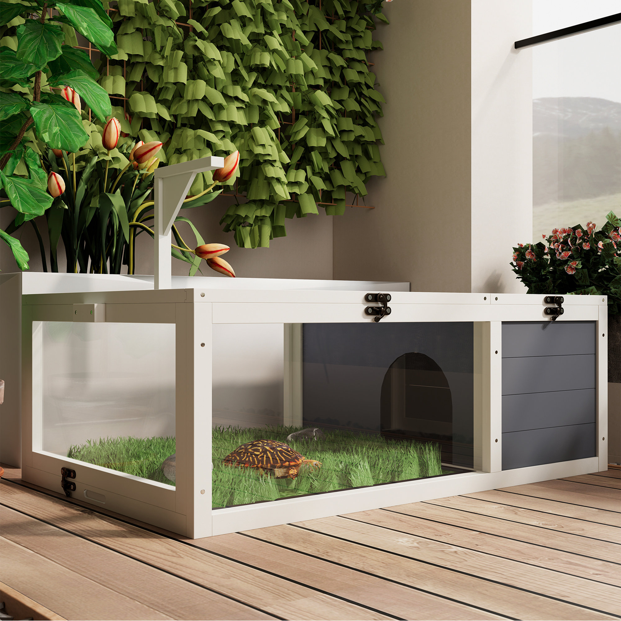 Ophelia & Co. Wood Tortoise House Indoor Turtle Habitat Reptile Cage ...