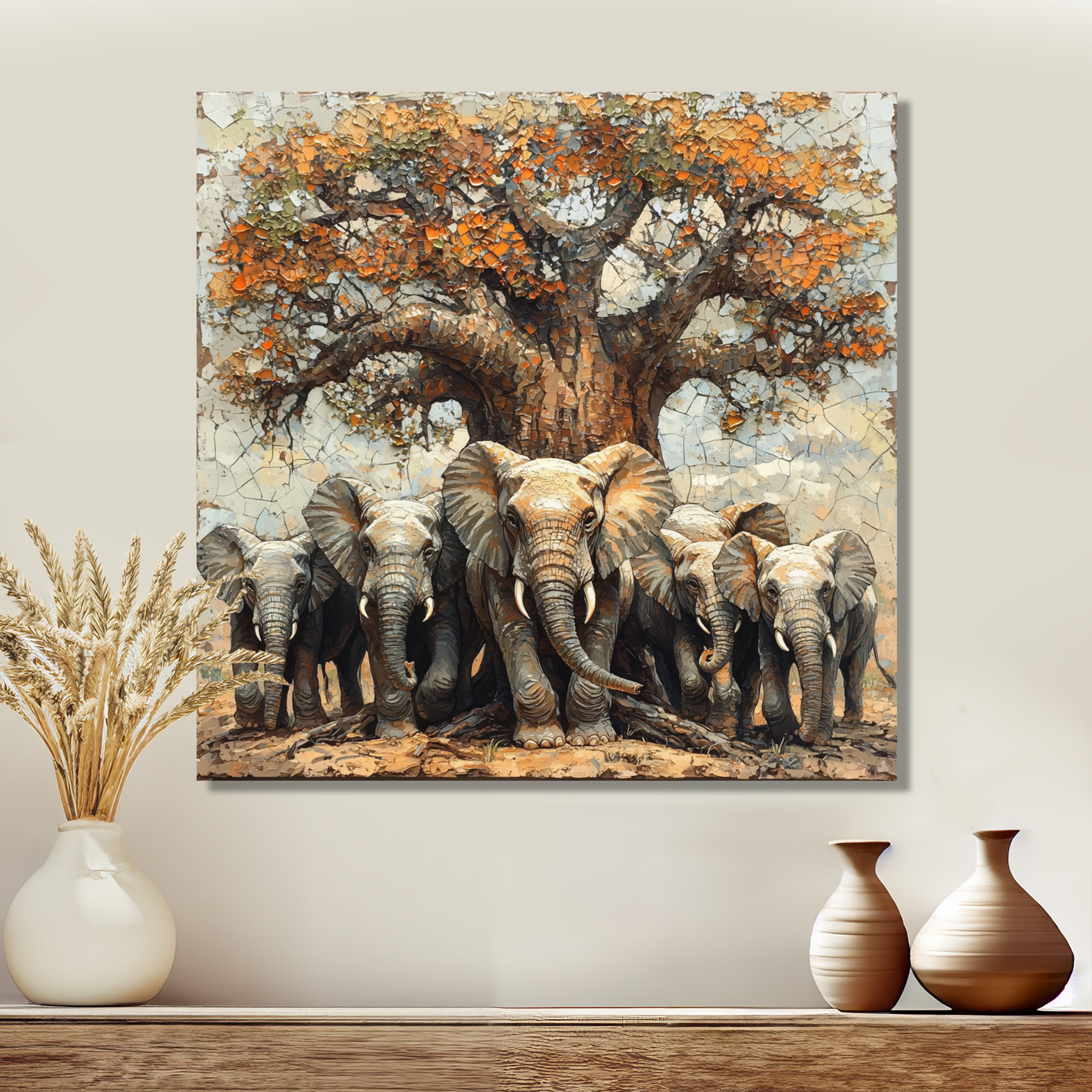 Bungalow Rose African Elephants By The Baobab Tree II - elephant Wall ...