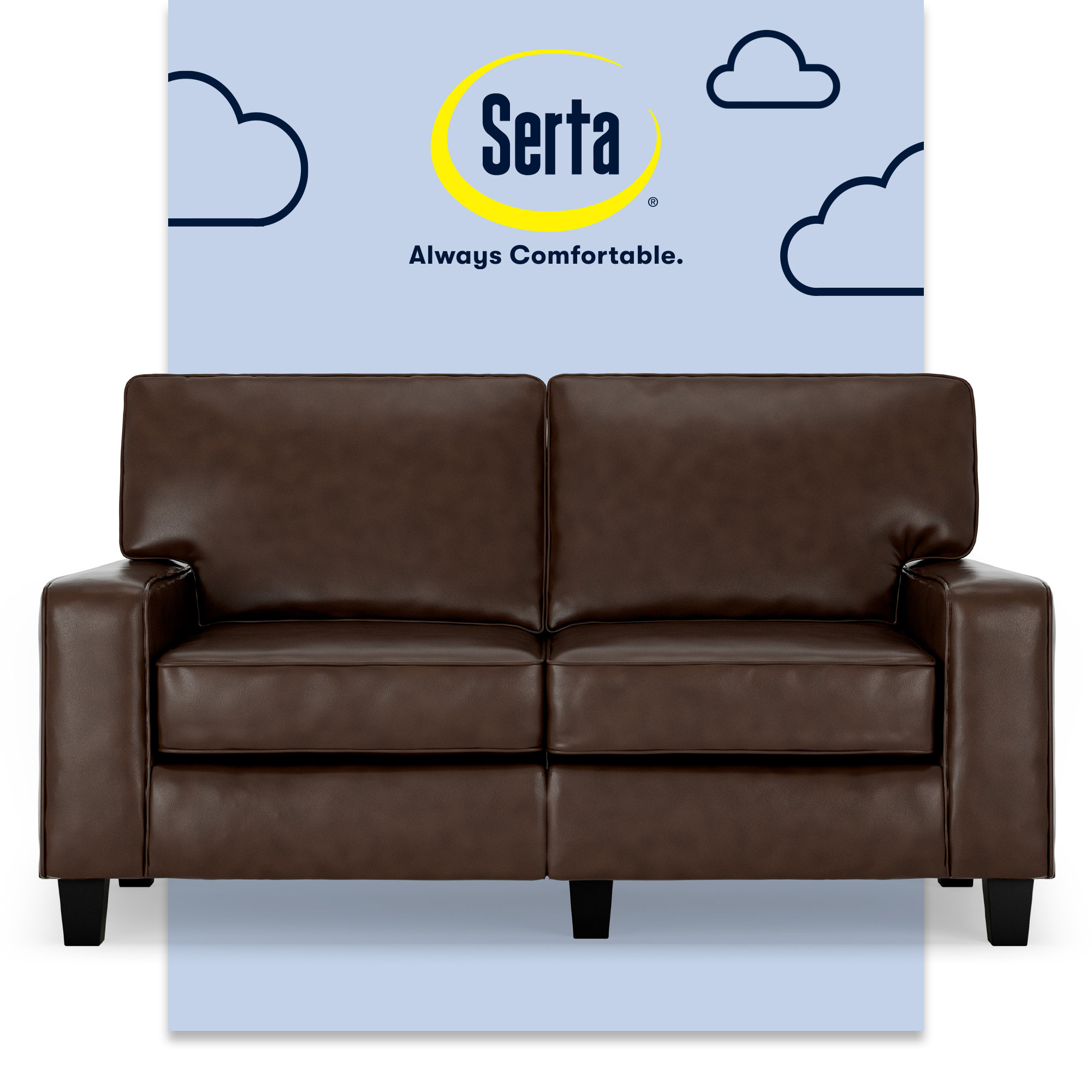 Serta Palisades Upholstered Tool-Free Assembly Straight Arm 61" Sofa ...