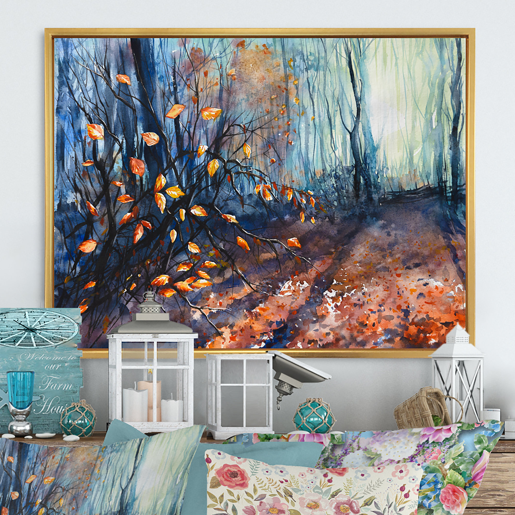 Winston Porter Mystic Autumn Forest - Floater Frame Print on Canvas ...