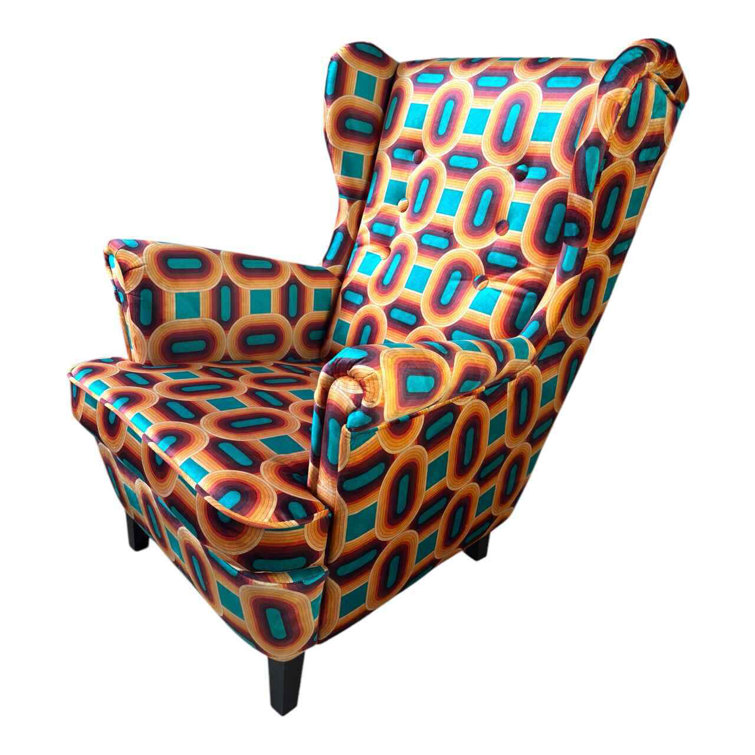 Mercer41 Upholstered armchair Retro , patterned, velvet | Wayfair.co.uk