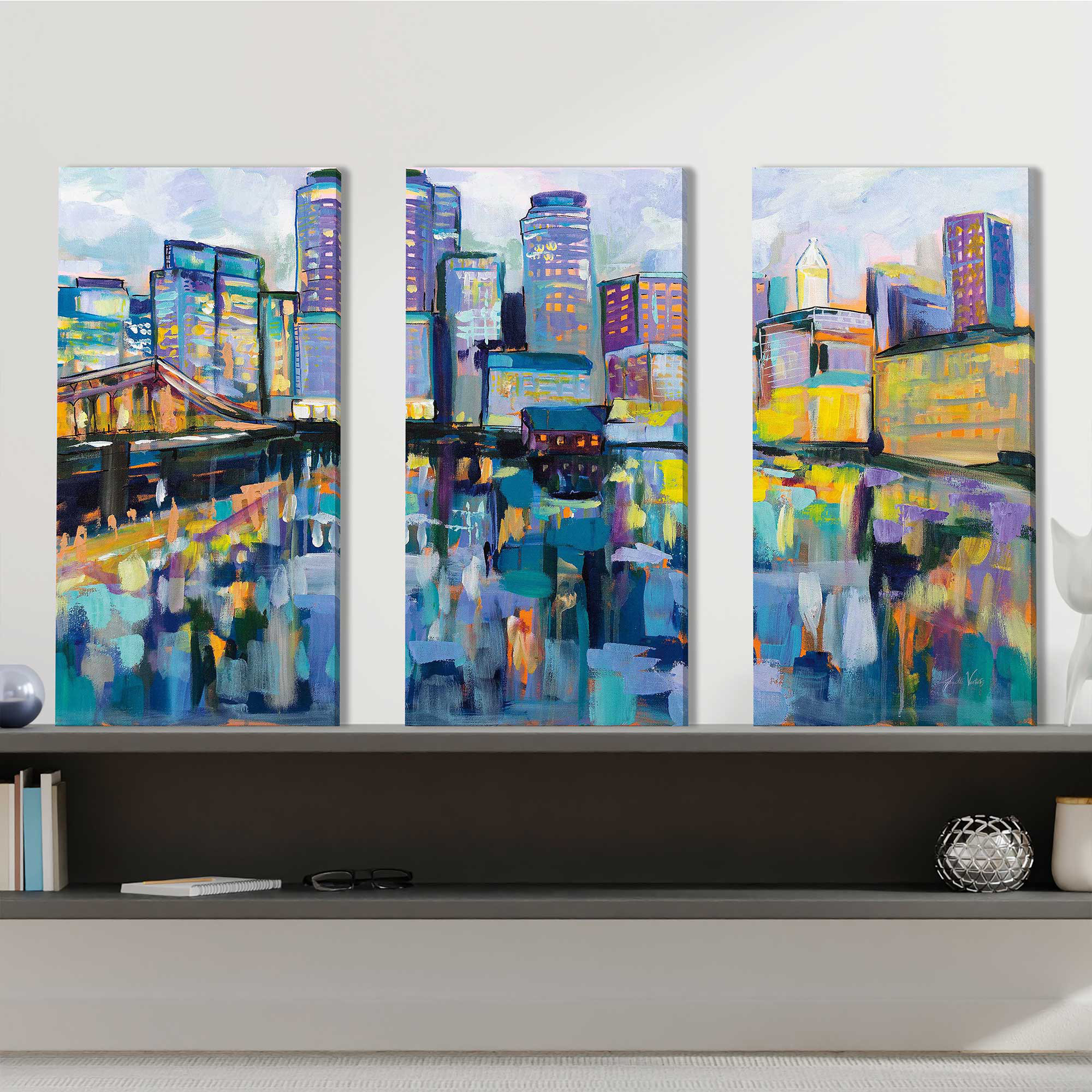 Latitude Run® Boston Harbour - 3 Piece Wrapped Canvas Painting Set ...
