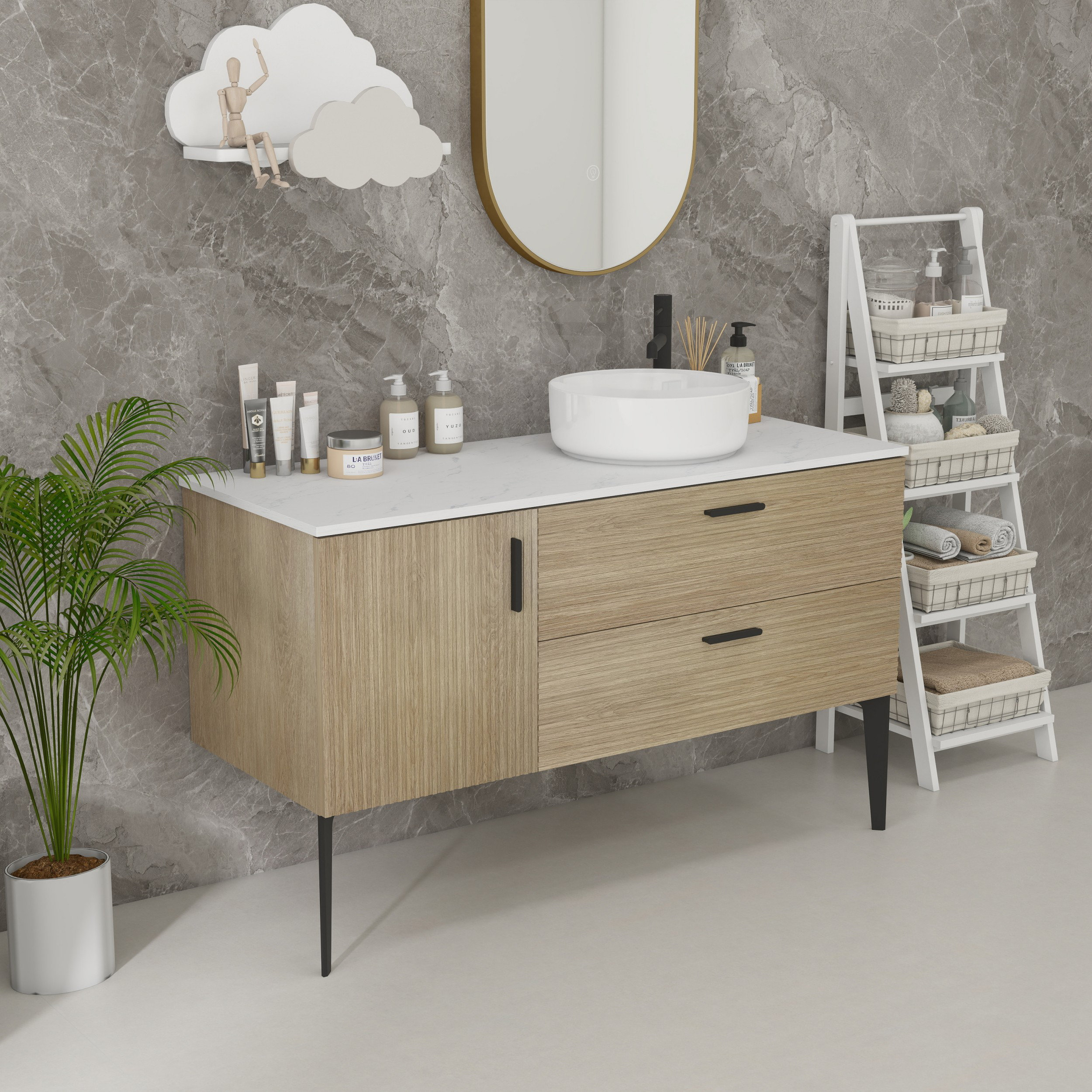 Ivy Bronx 48 Inch Striped Freestanding Bathroom Vanity with Sink - Wayfair Canada