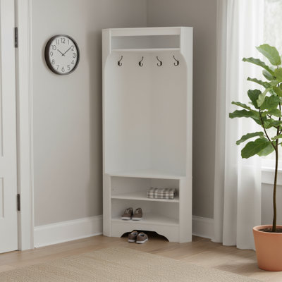 corner coat rack white