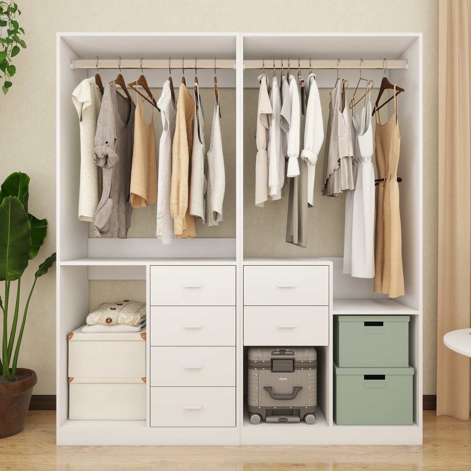 Latitude Run® Wood Closet System with Drawers and Hanging Rod | Wayfair