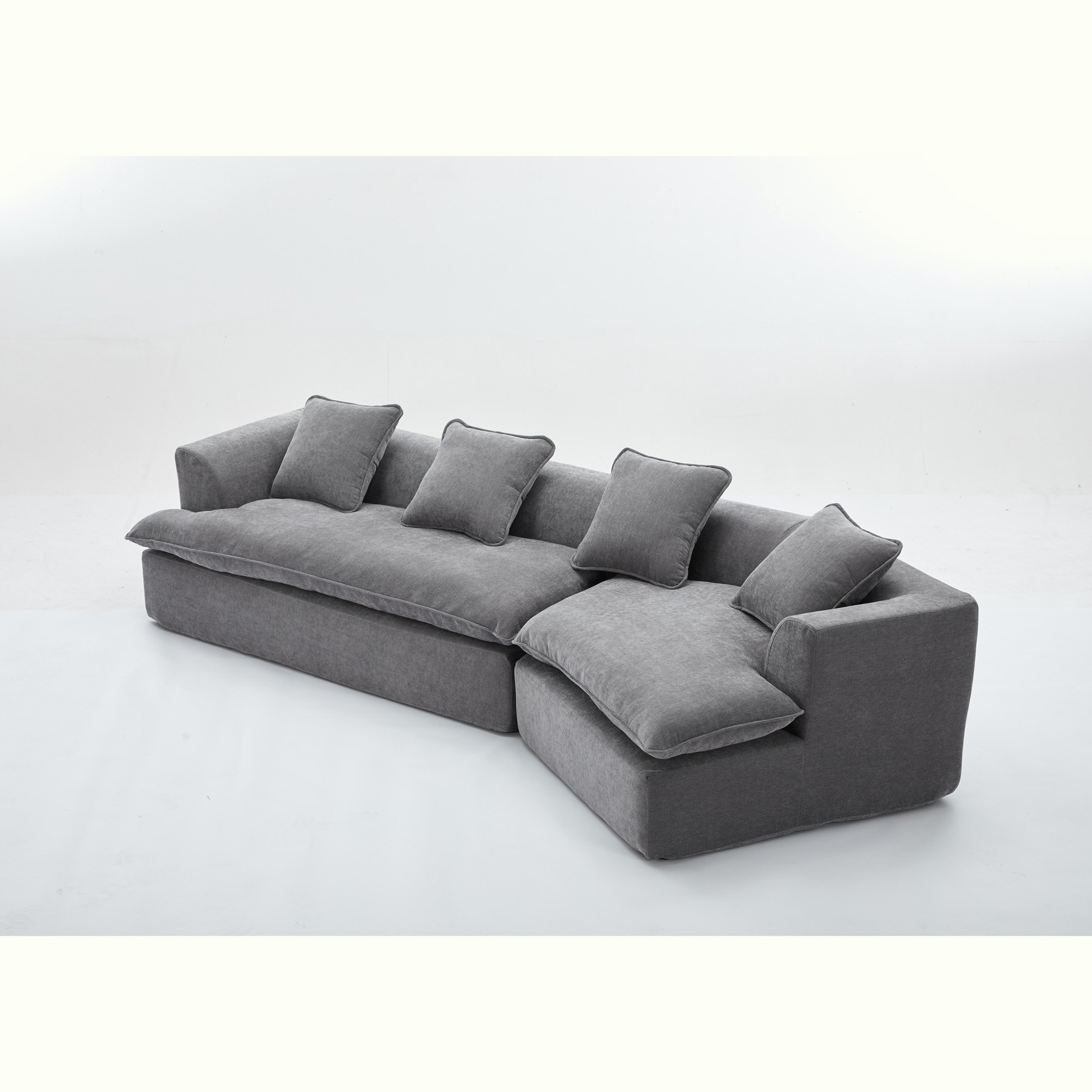 Latitude Run® Boucle Sectional Modular Cushions Sofa Movable Ottoma ...
