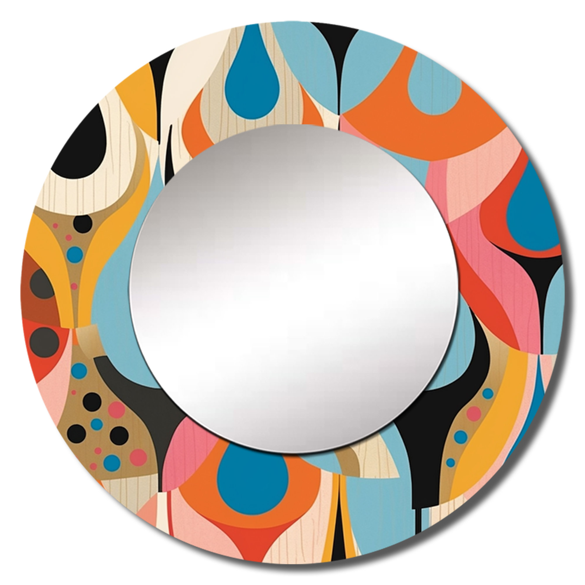 Design Art Retro Abstract Drops XIII - Geometric Mirror, Modern Round ...