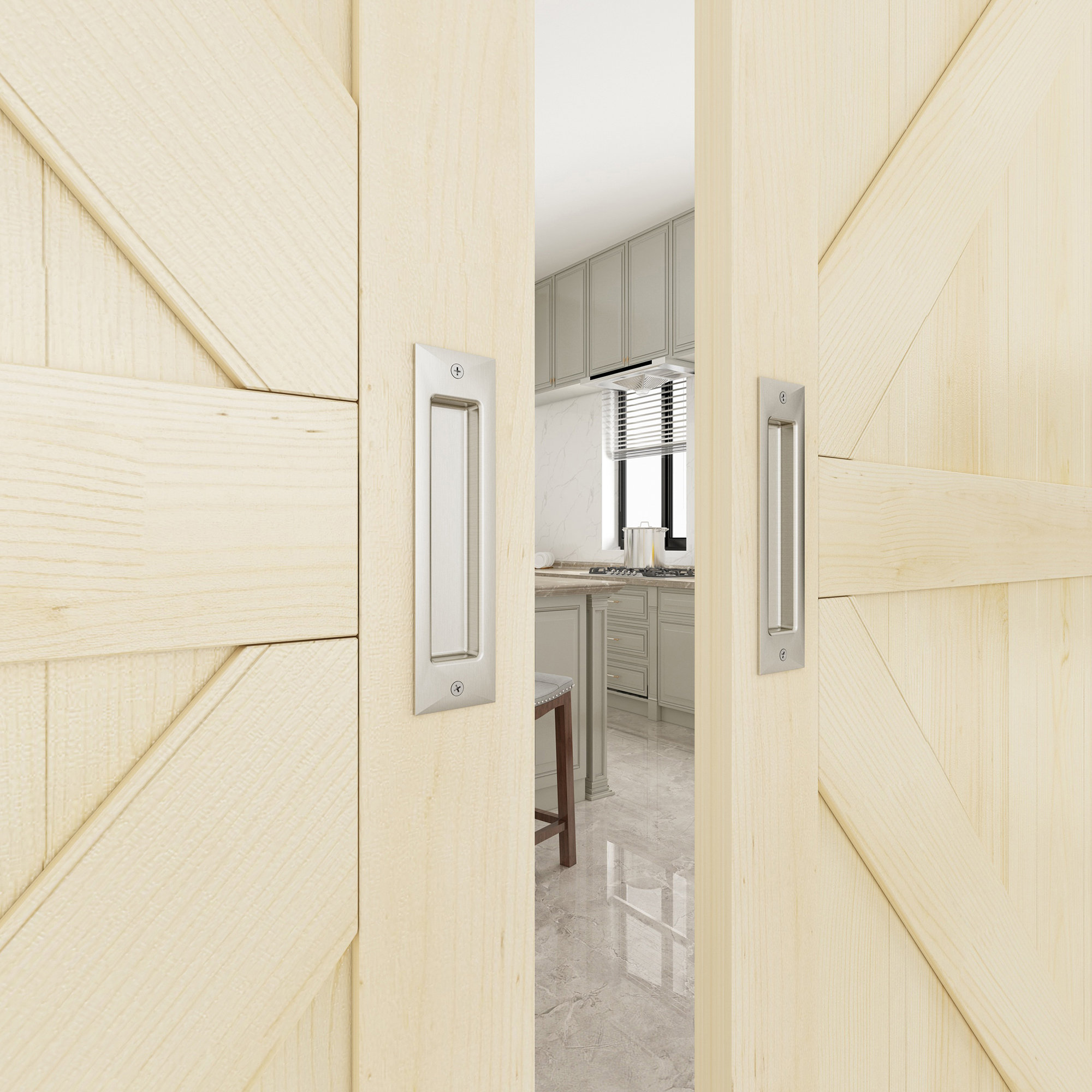 JUBEST Sliding Door Handle Flat Flush Closet Cabinet & Drawer Door Pull ...