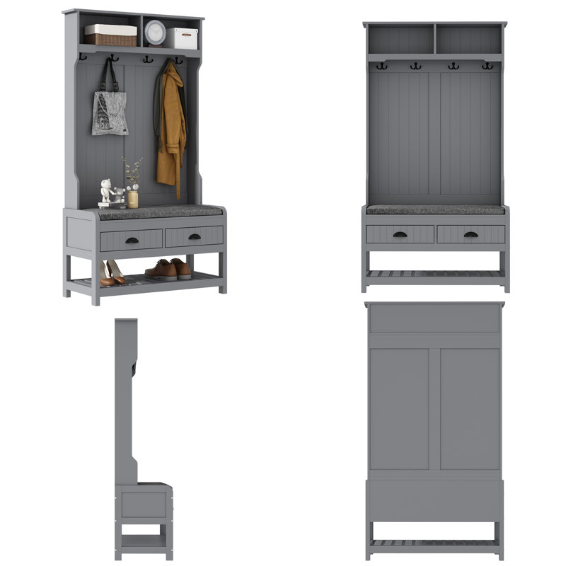 Red Barrel Studio® Modern Hall Tree with Bench and Shoe Storage ...